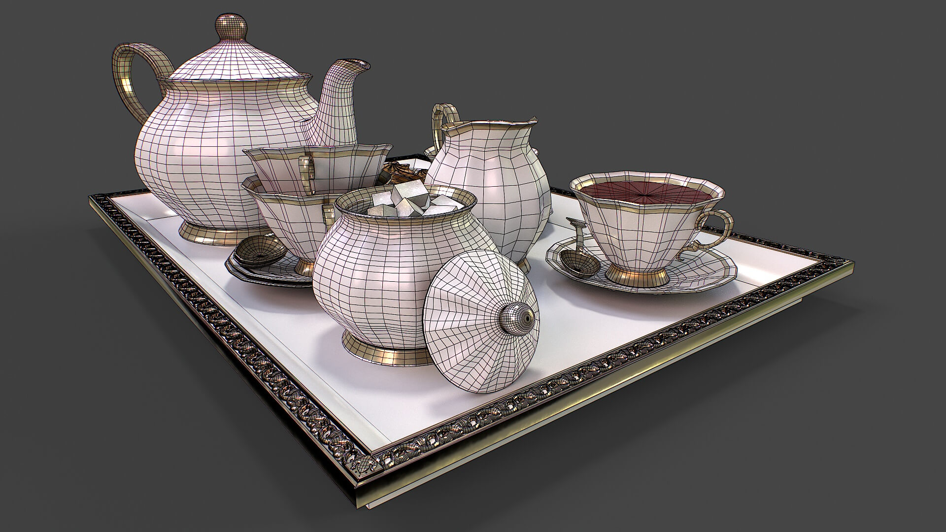 Tea Set 3D Model by Nicu_Tepes