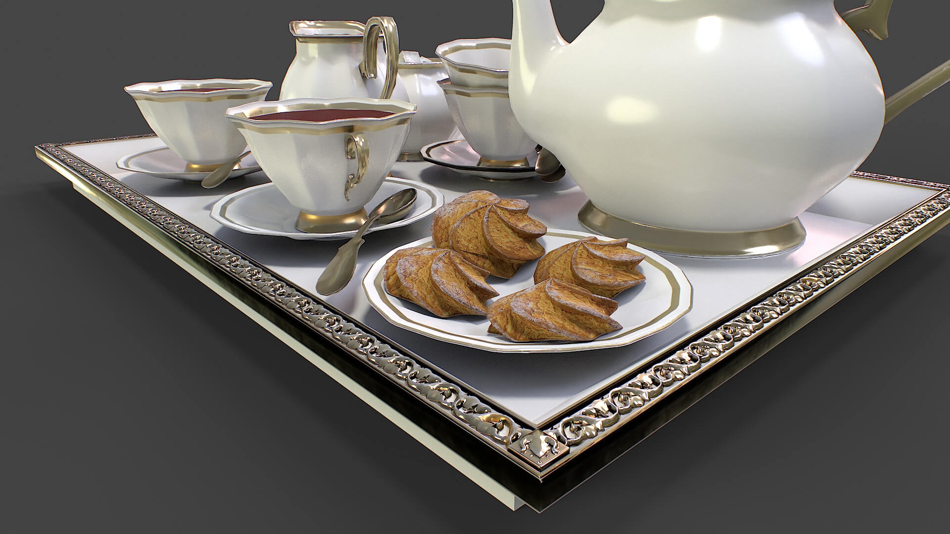 Tea Set 3d Model By Nicutepes 5368