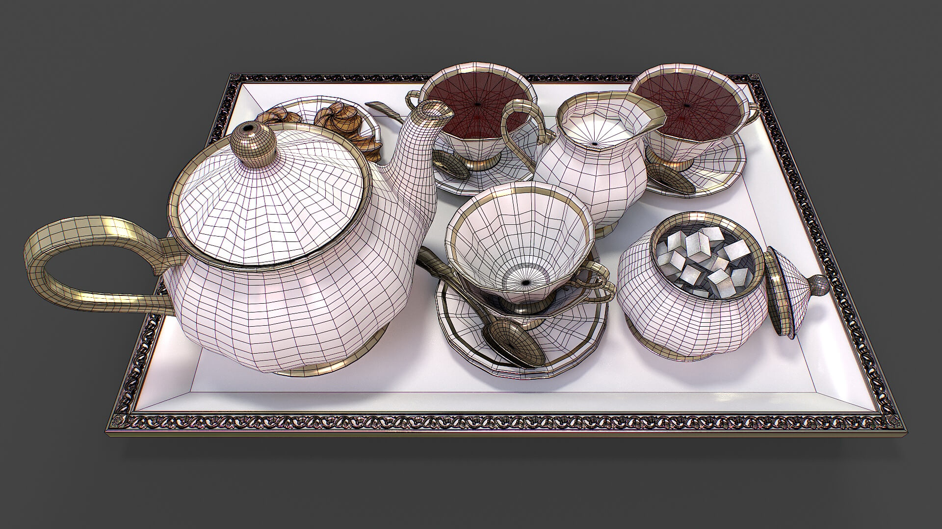 Tea Set 3D Model by Nicu_Tepes