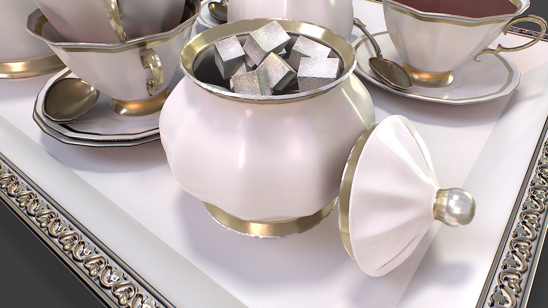 Tea Set 3D Model by Nicu_Tepes