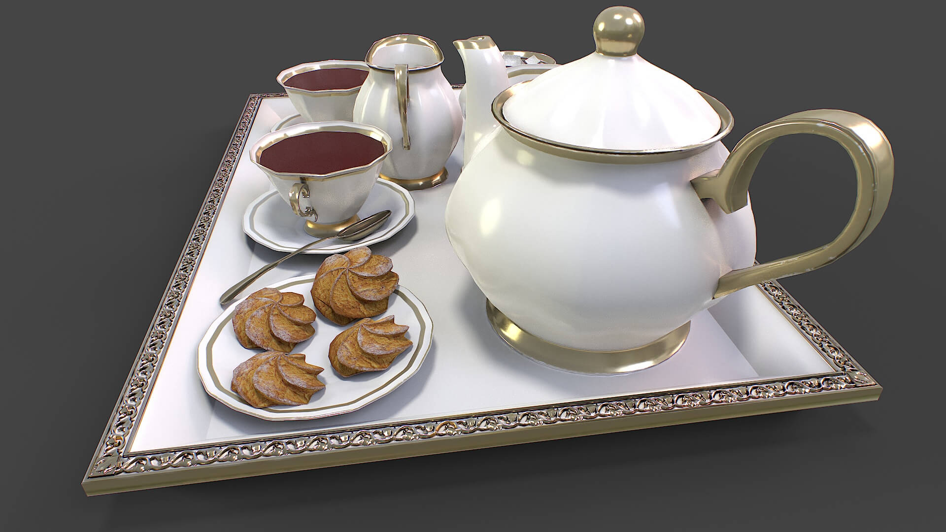Tea Set 3d model by Nicu_Tepes