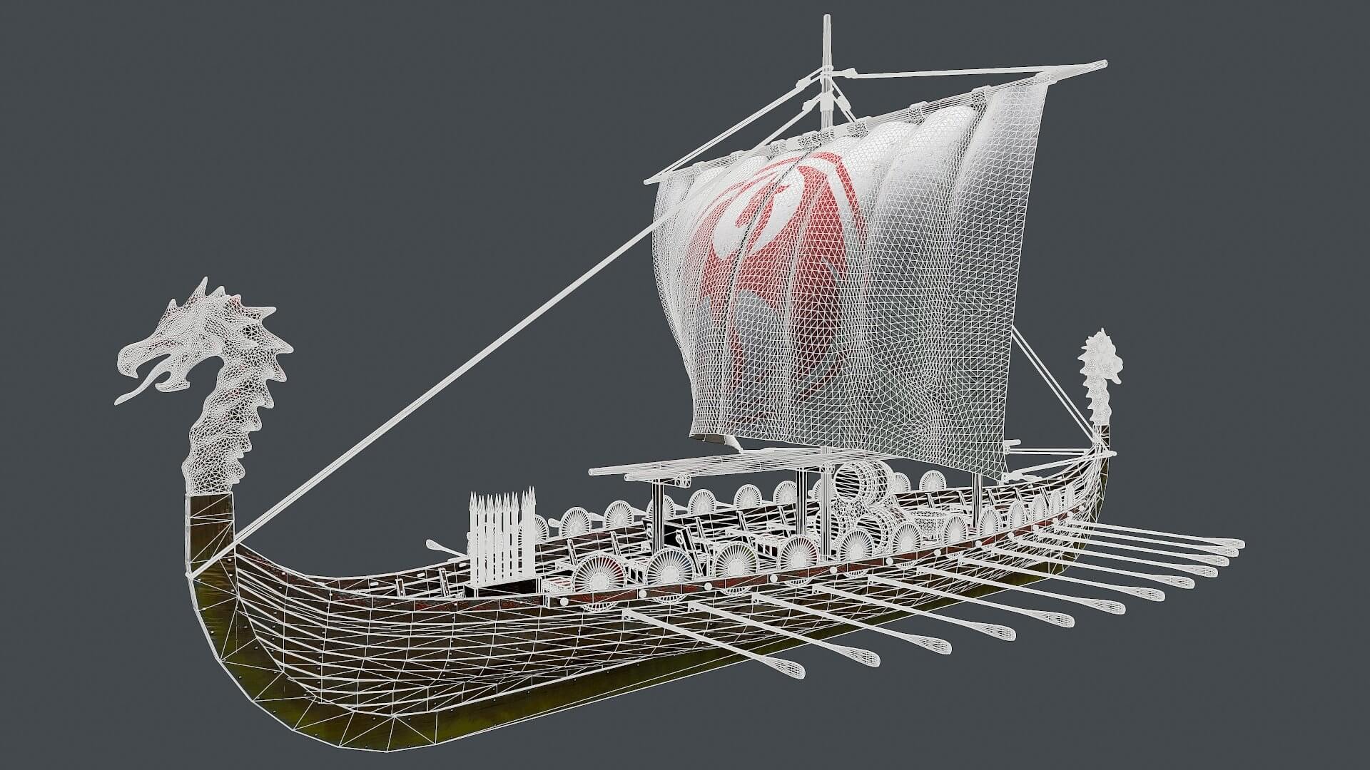 Viking Drakkar - 3D Model by Nicu_Tepes