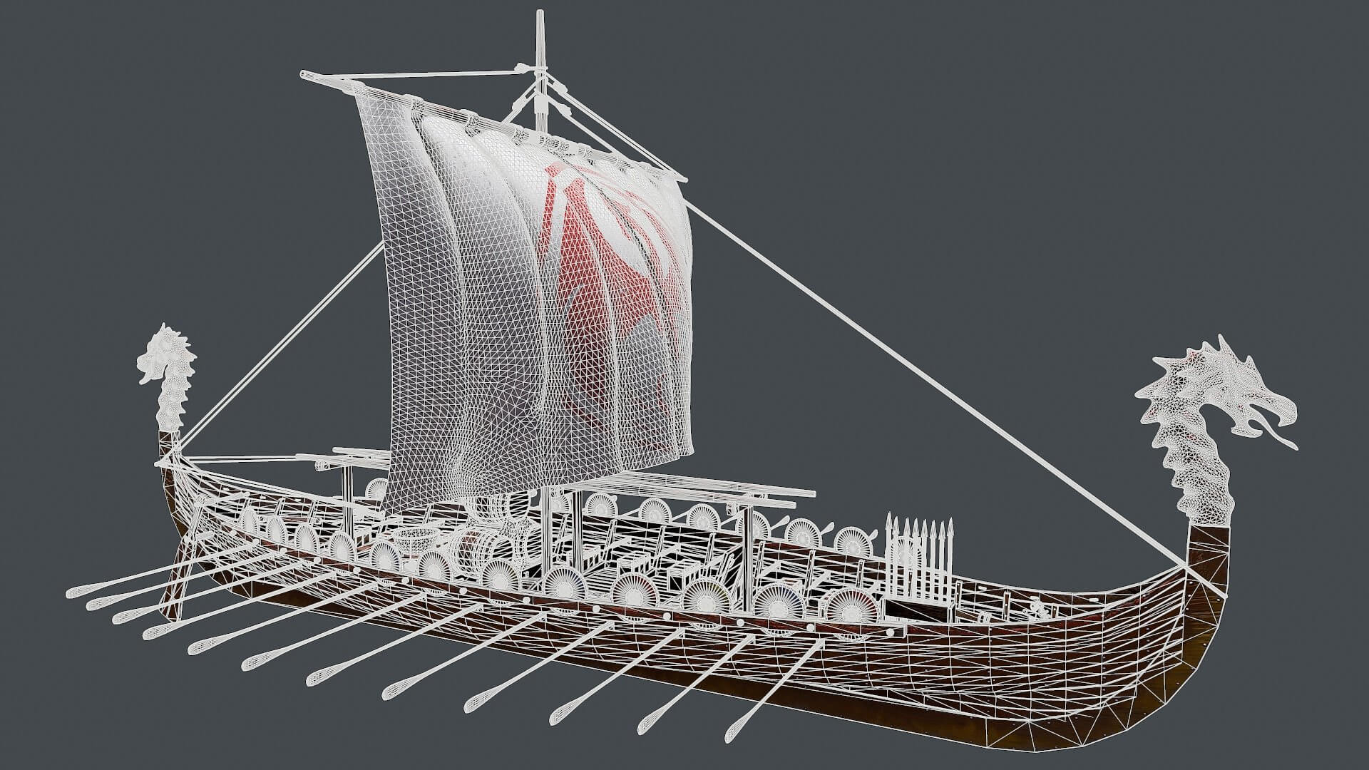 Viking Drakkar - 3D Model by Nicu_Tepes