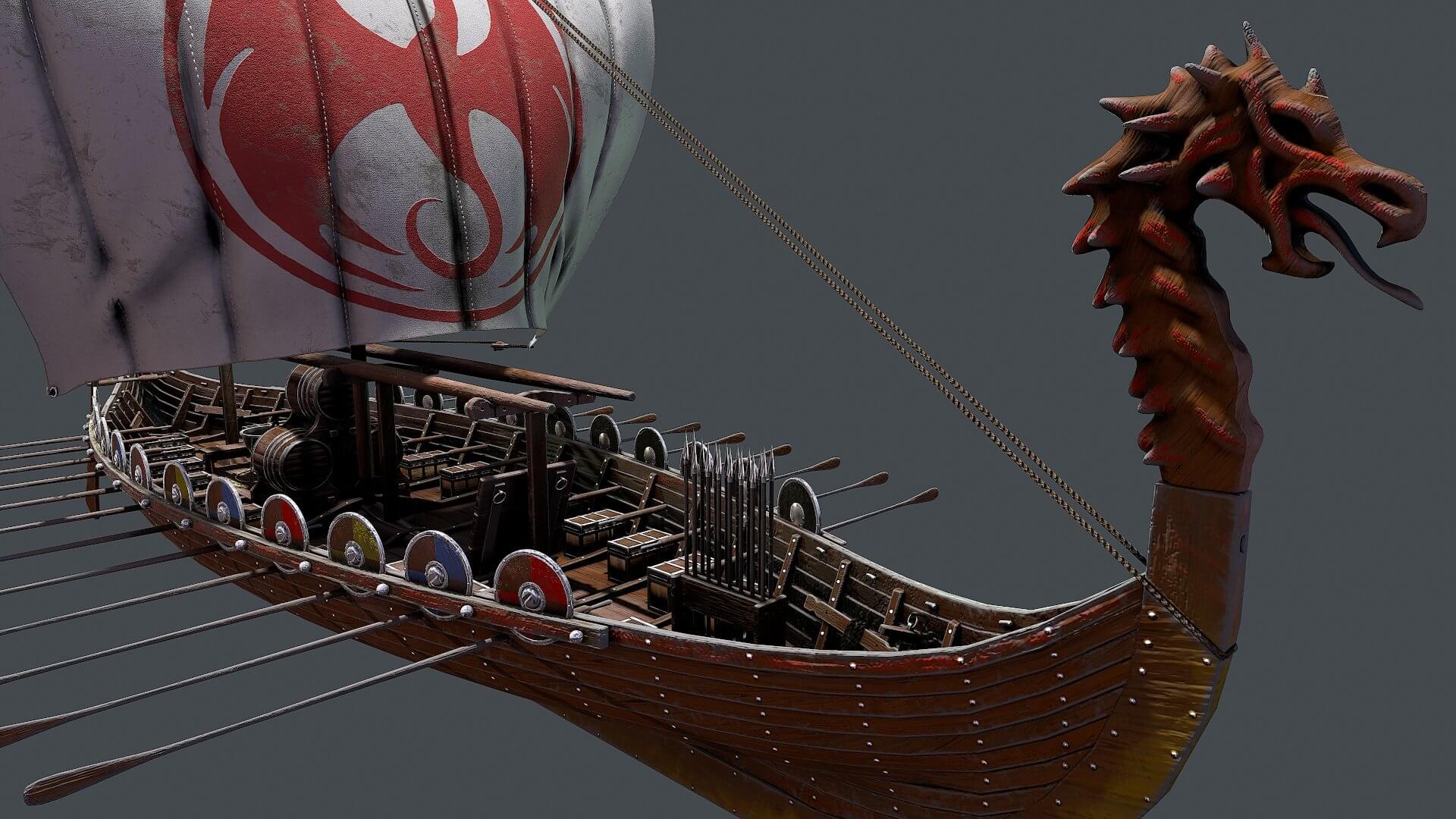 Viking Drakkar - 3D Model by Nicu_Tepes