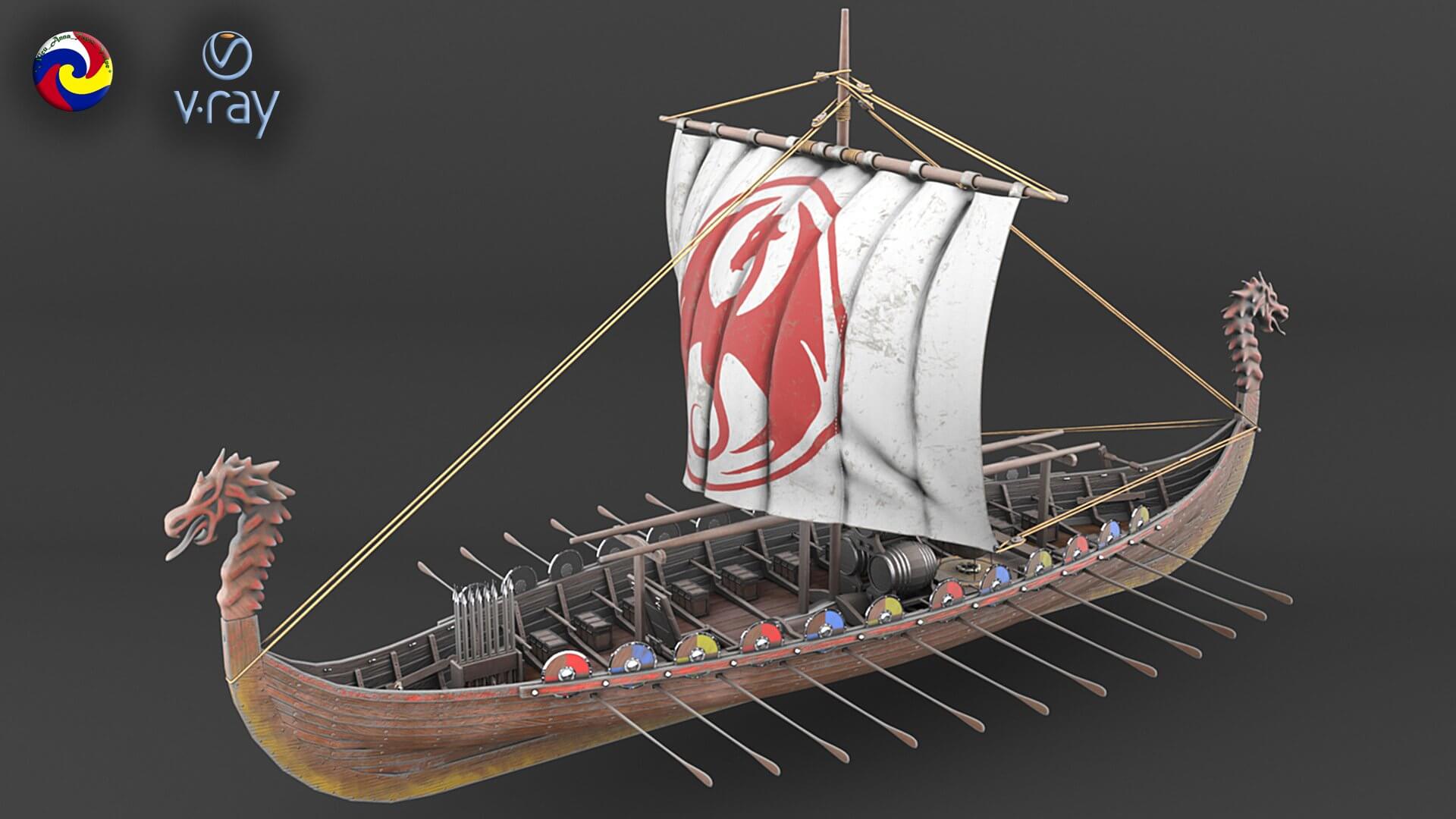 Viking Drakkar - 3D Model by Nicu_Tepes