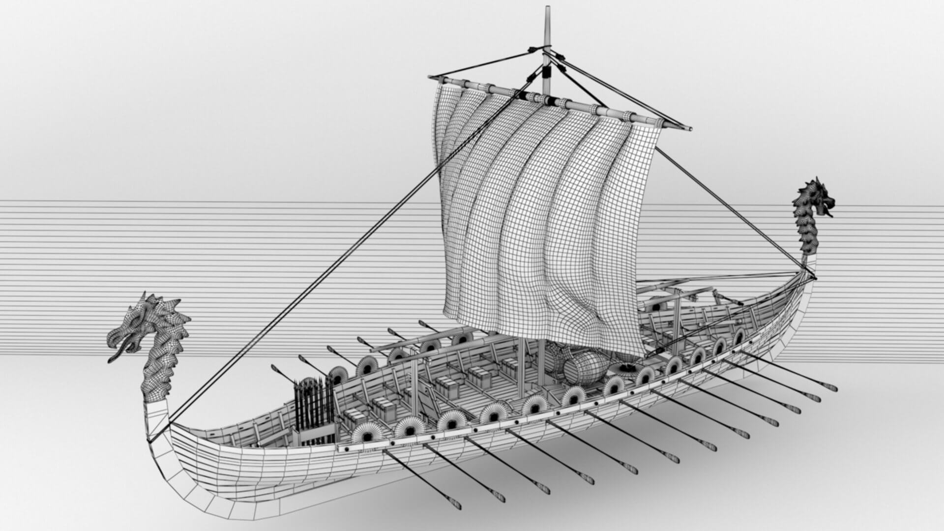 Viking Drakkar - 3D Model by Nicu_Tepes