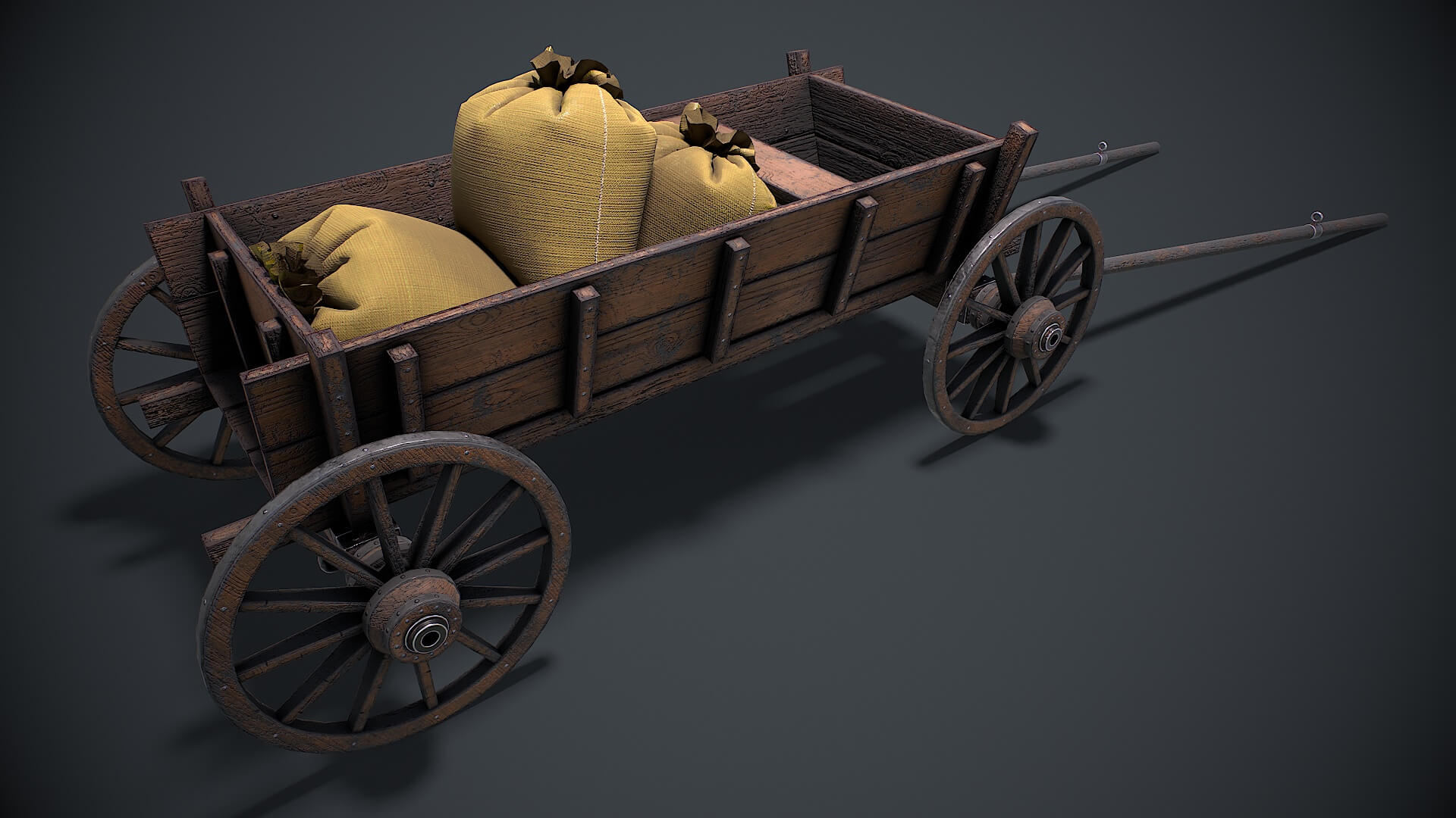 Wooden Cart 3D Model by Nicu_Tepes