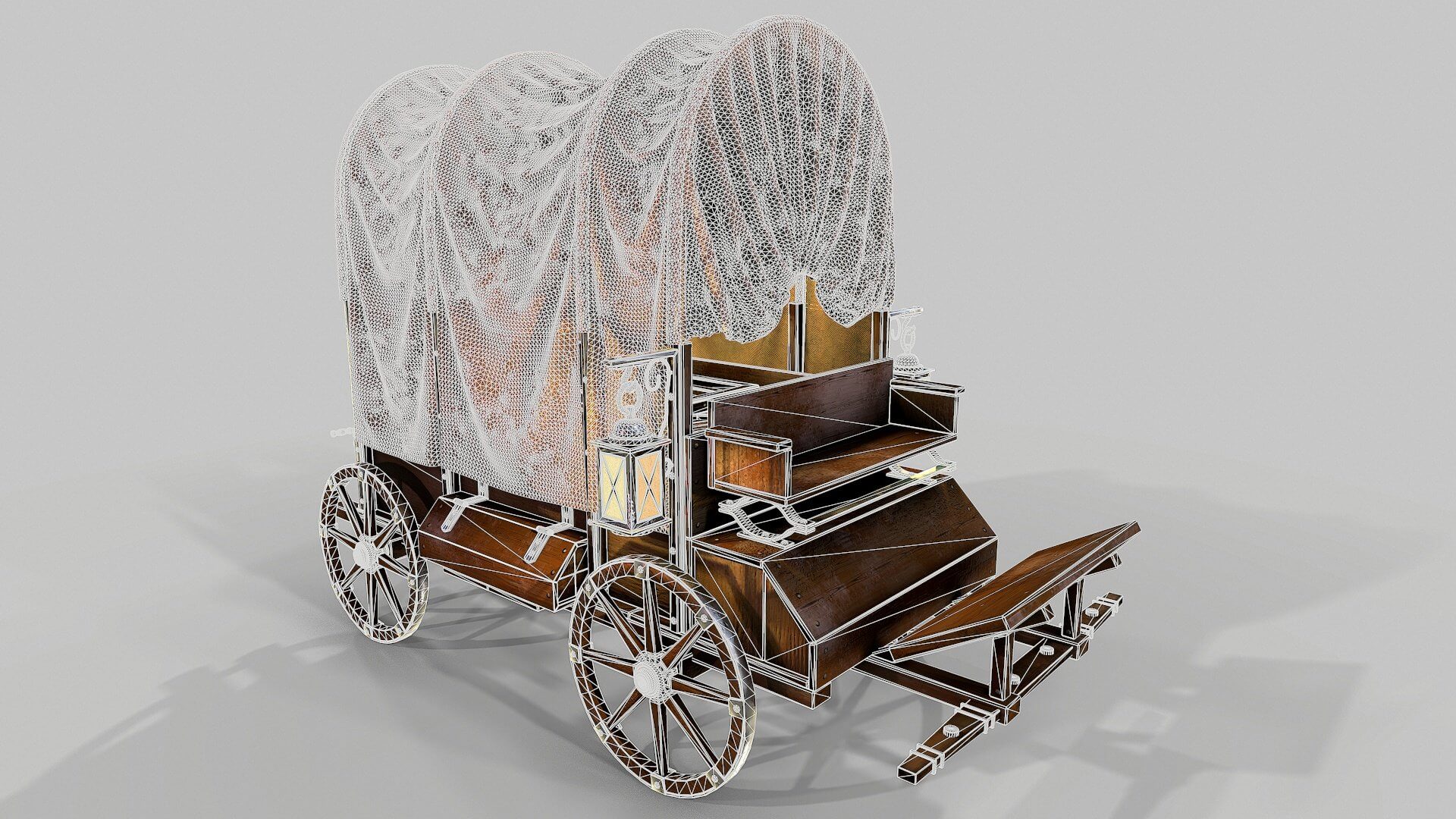 Wooden Covered Cart - 3D Model by Nicu_Tepes