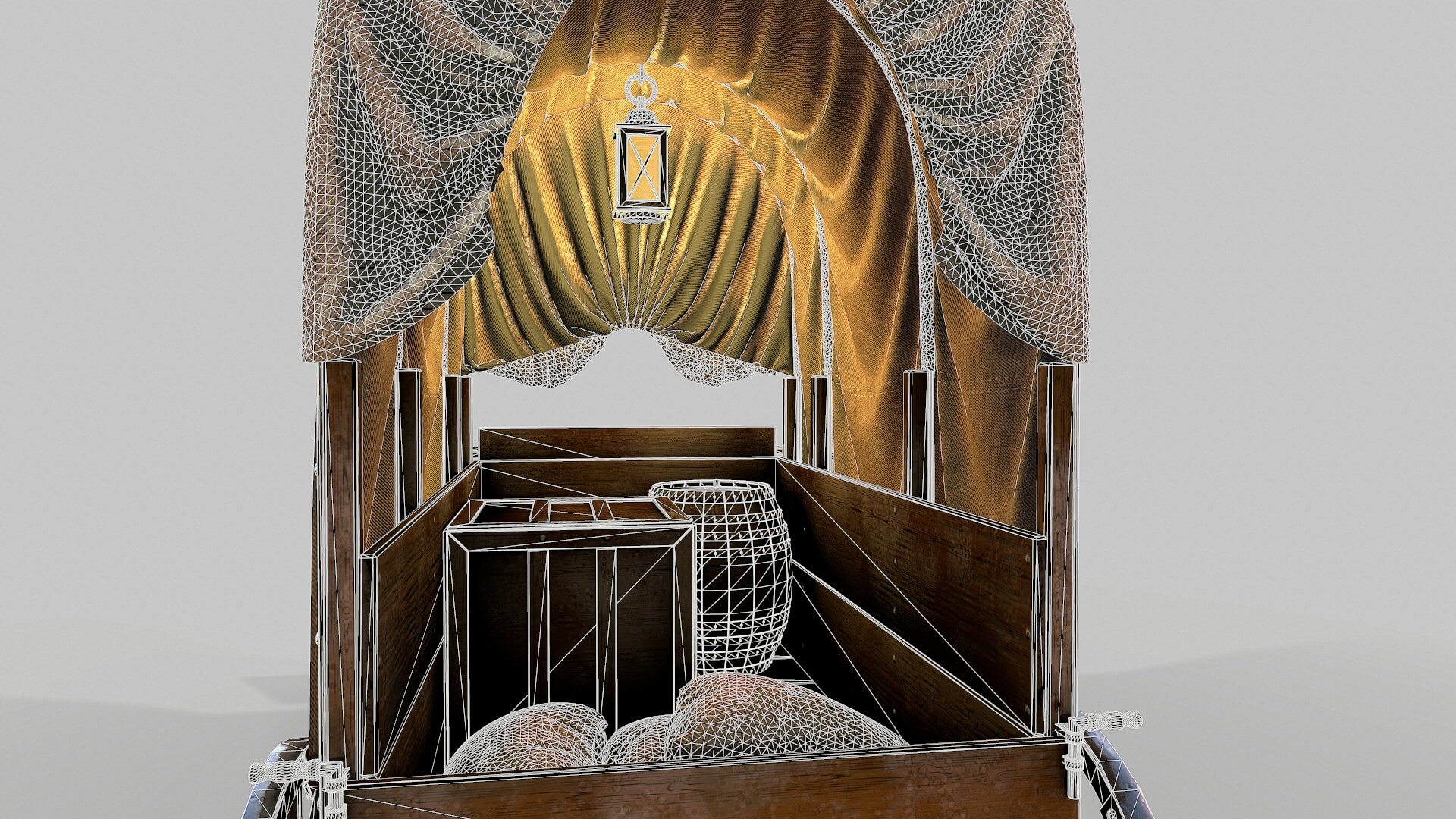 Wooden Covered Cart - 3D Model by Nicu_Tepes