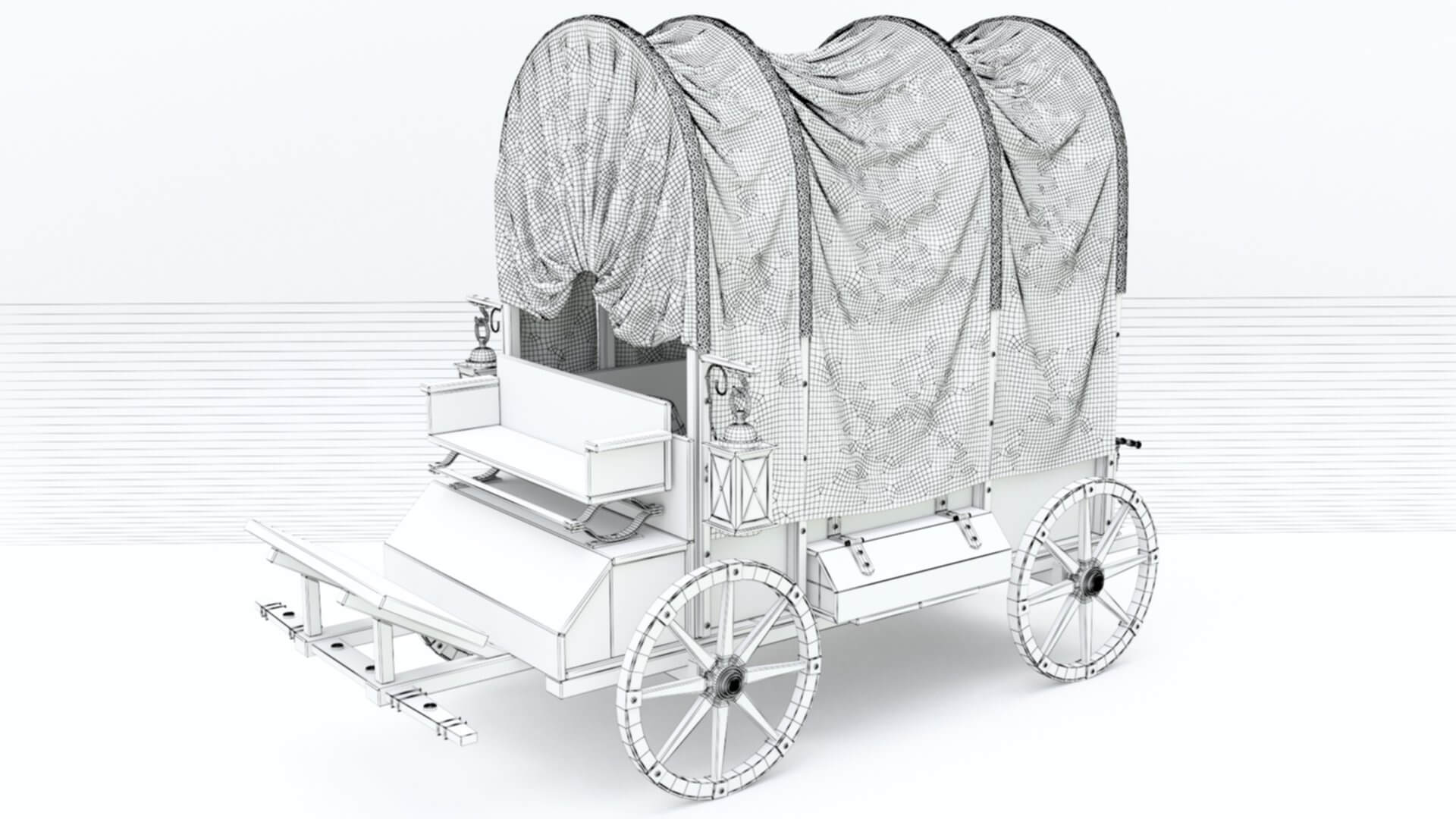 Wooden Covered Cart - 3D Model by Nicu_Tepes