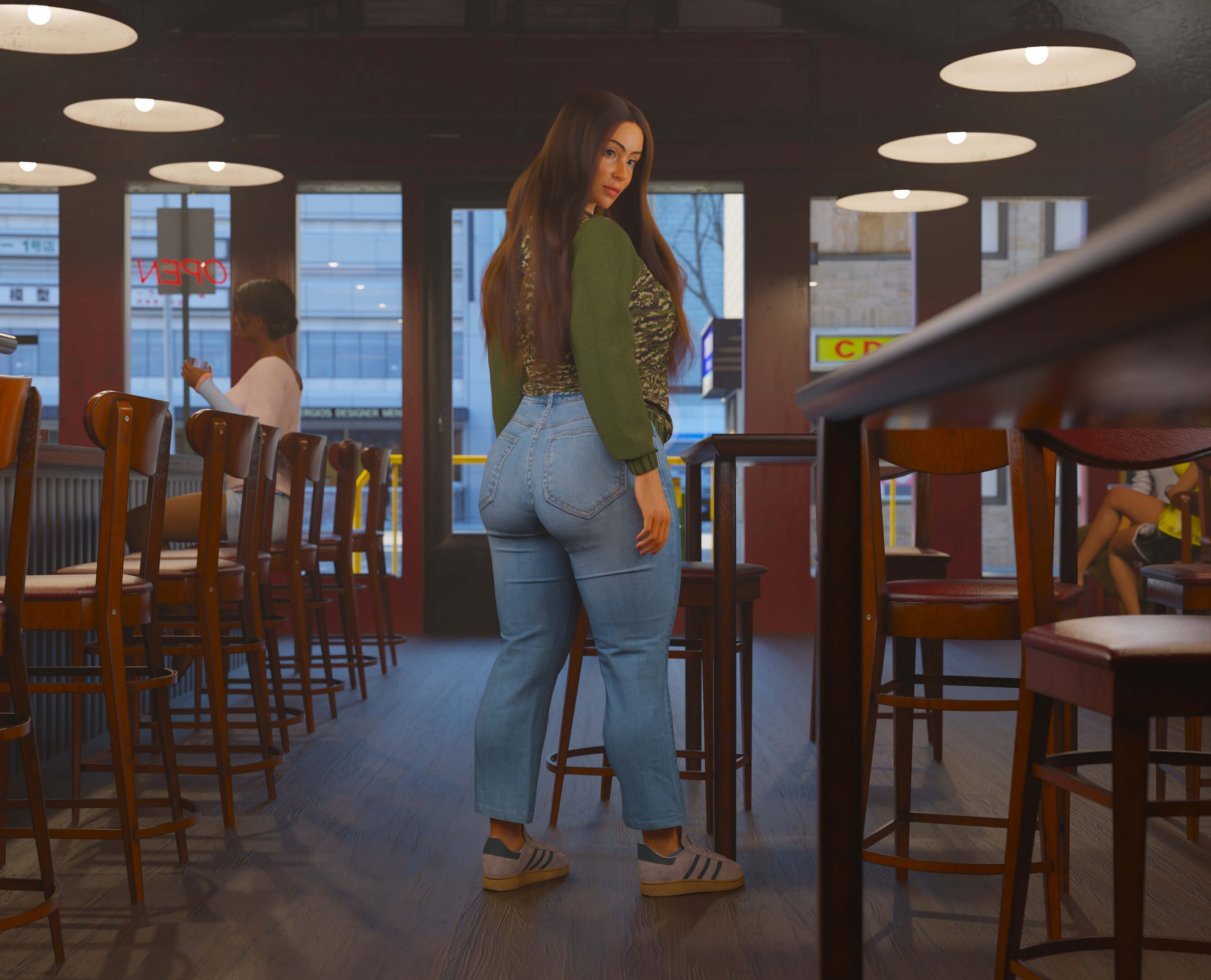 Becca at the Bar 3D Render, Digital Art by Niilta