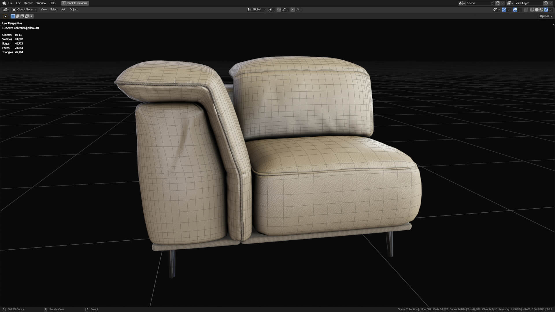 Leather Sofa - 3D Model by Nik Fiorentino