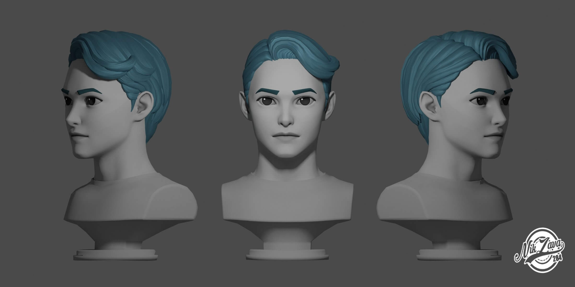 Stylized Hair V1 - 3D Model by Nik284