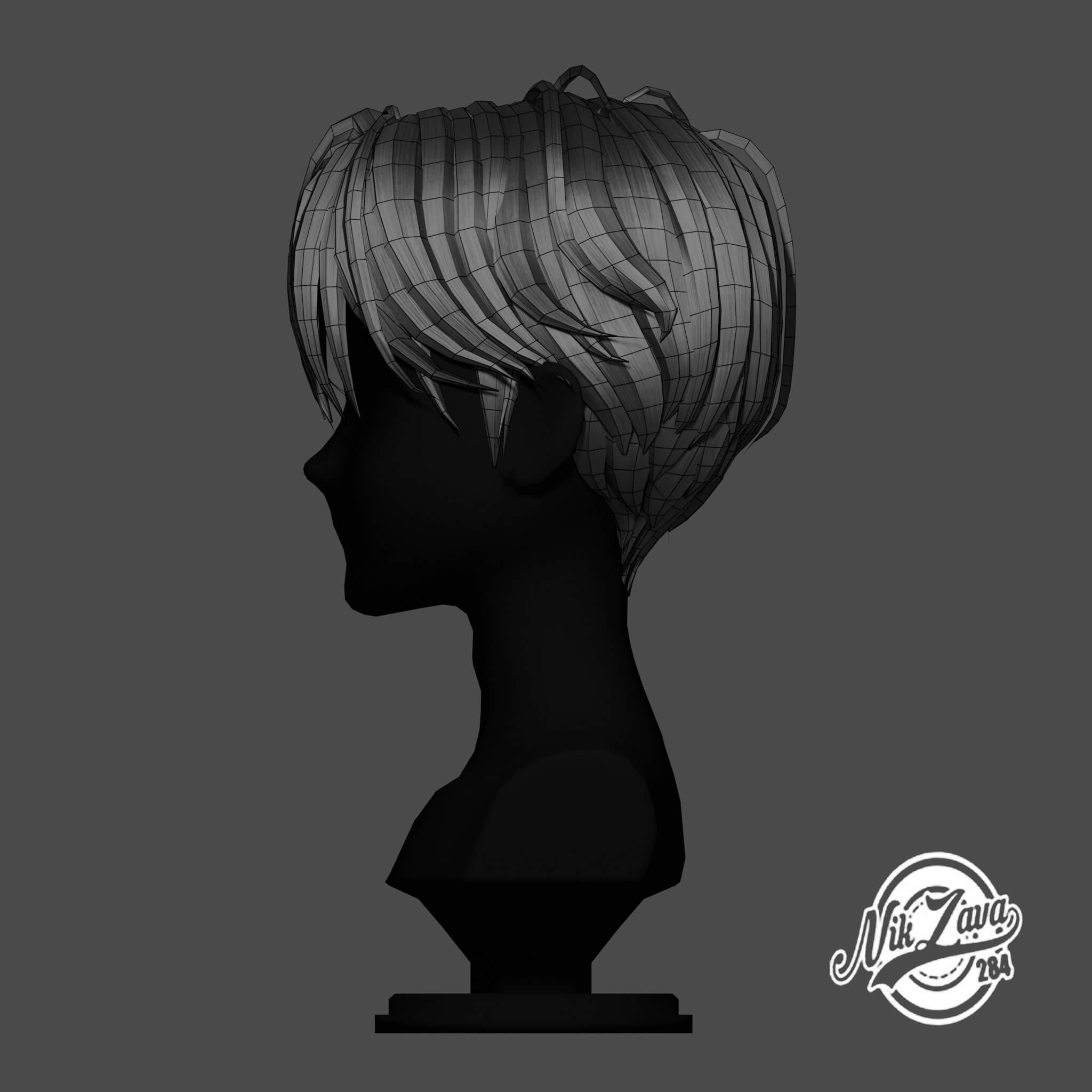 Stylized Hair V2 - 3D Model by Nik284