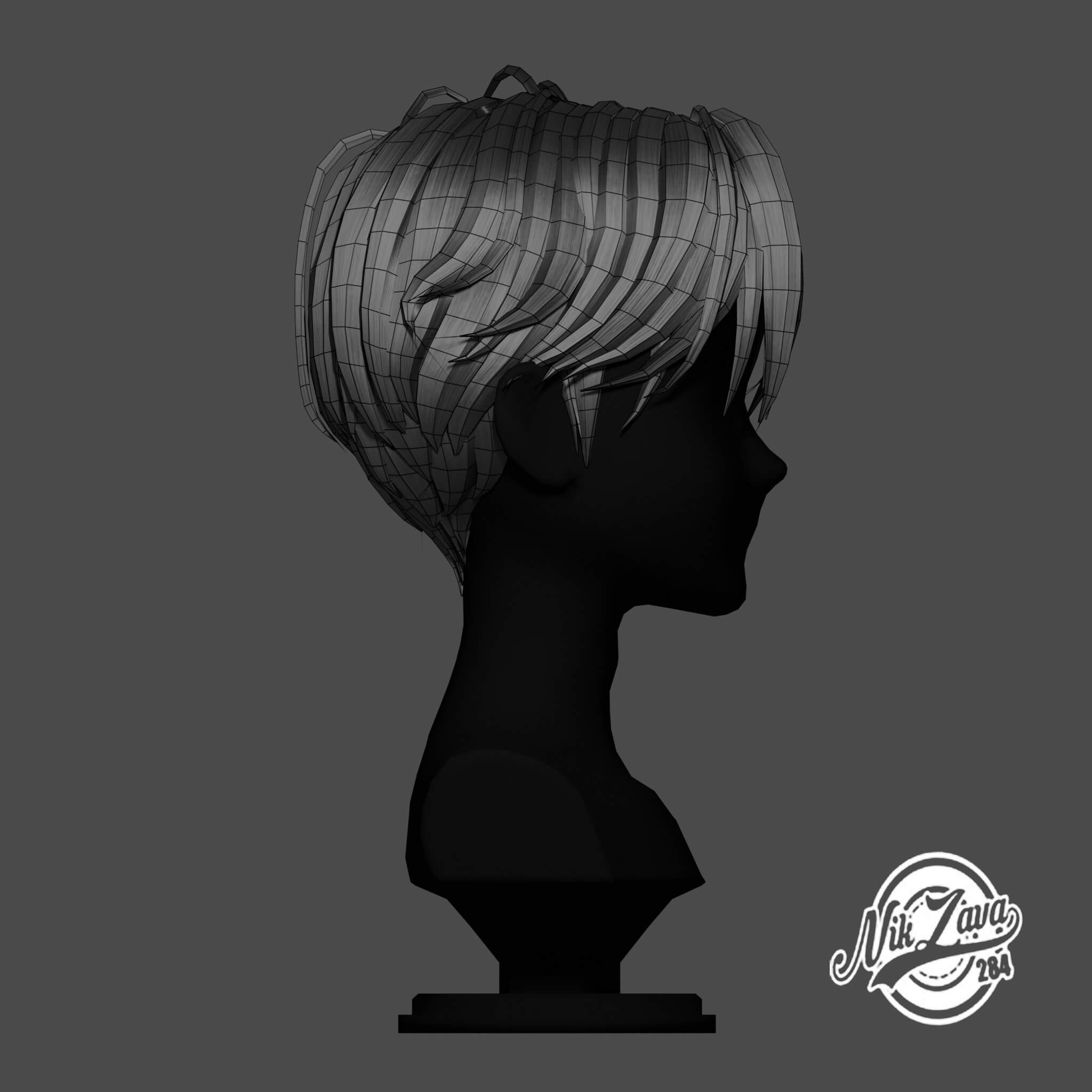 Stylized Hair V2 - 3D Model by Nik284