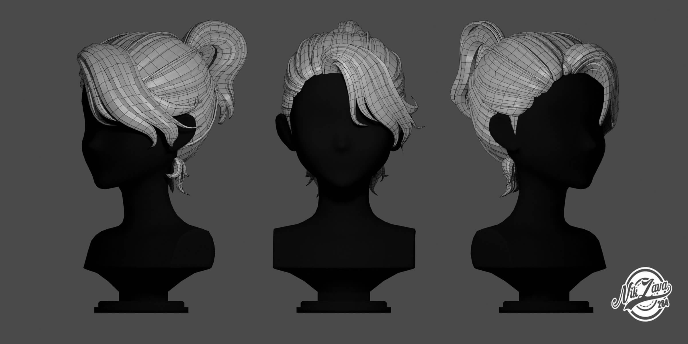 Stylized Hair V3 - 3D Model by Nik284