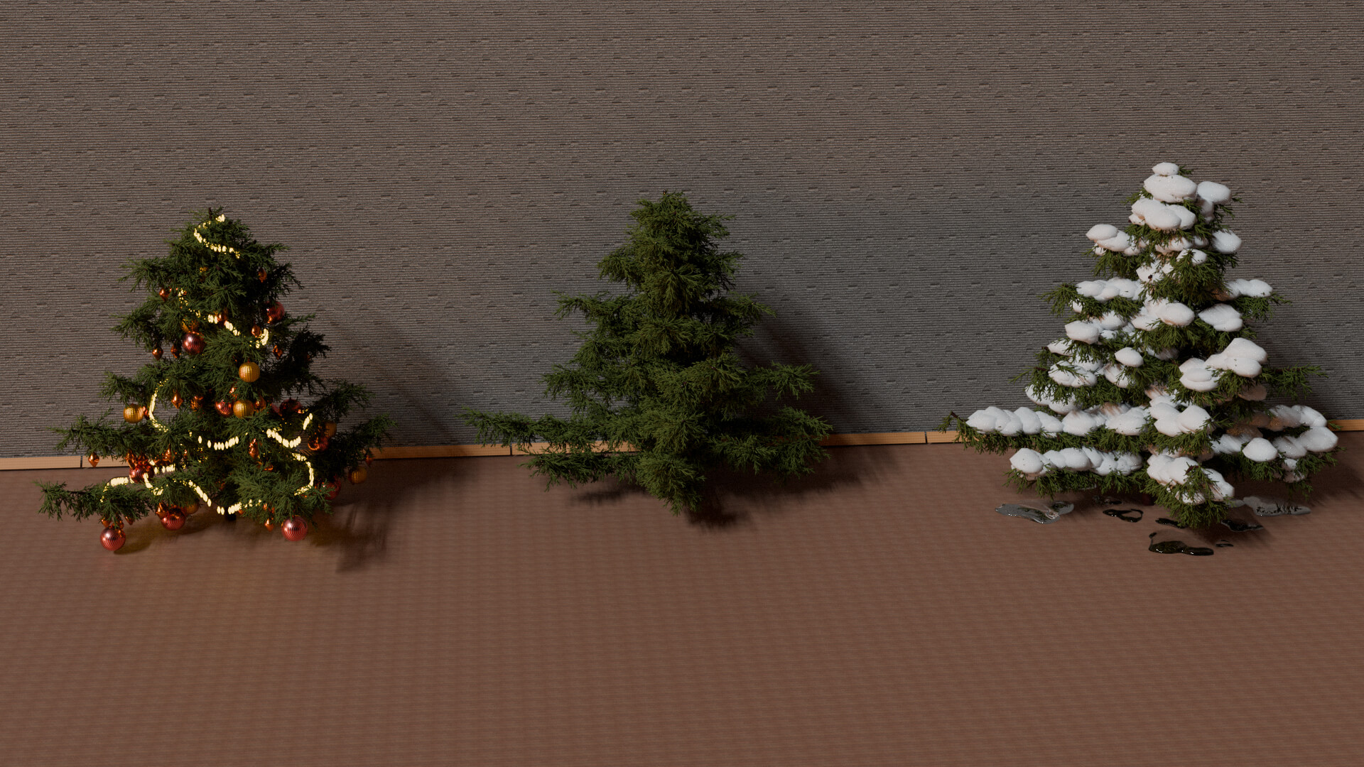 Set of Realistic Christmas Trees 3 Varieties and Bauble - 3D Model by ...