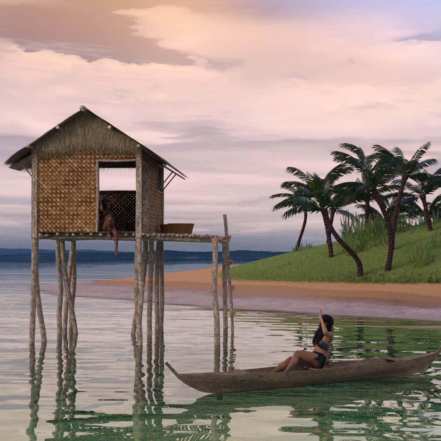 Beach view 3D Render, Digital Art by ninjxc