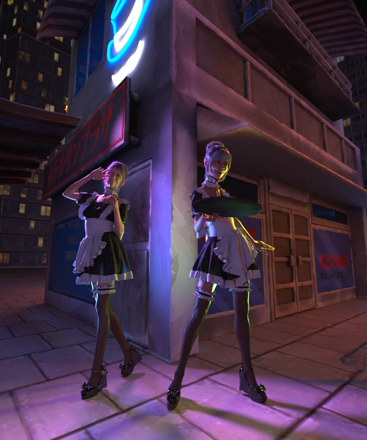 Maid Cafe 3D Render, Digital Art by ninjxc