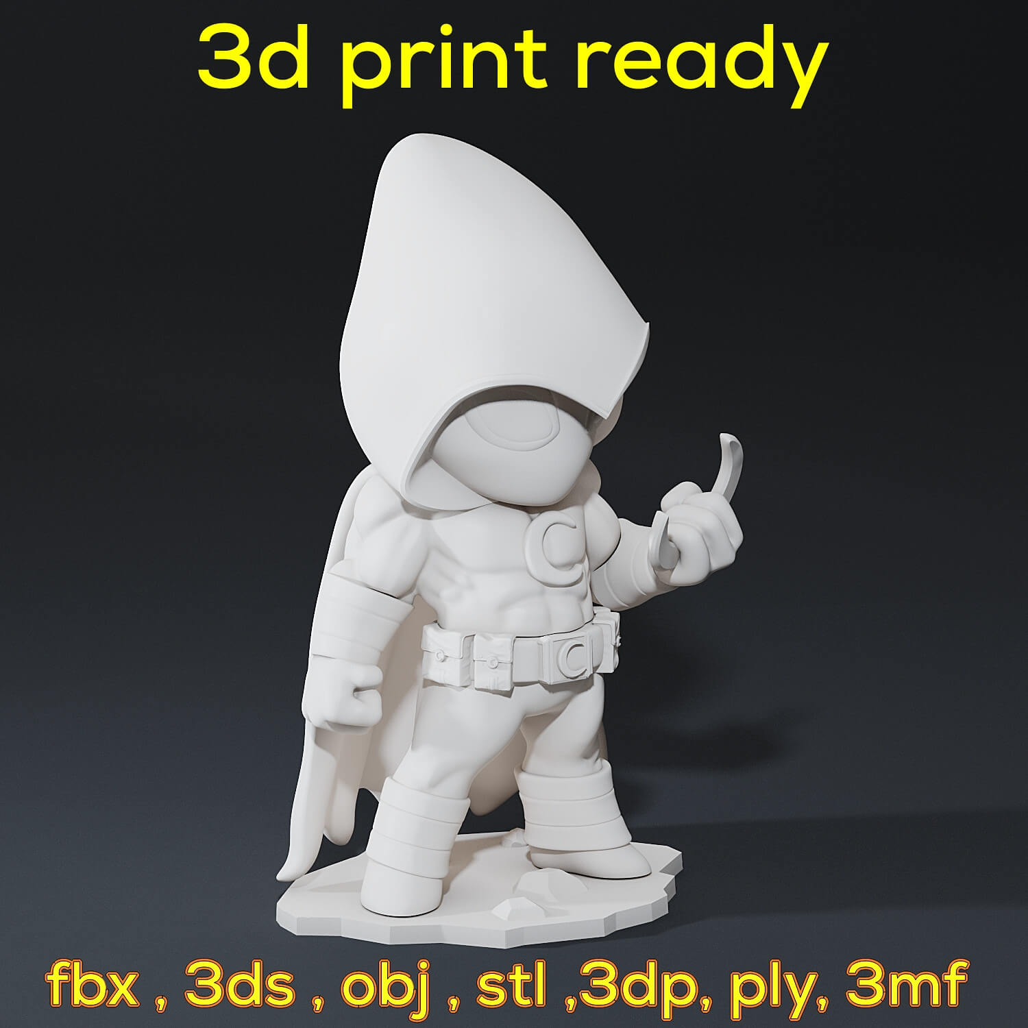 Moon Knight Chibi Action Figure - 3D Print Model by nivinpoly420