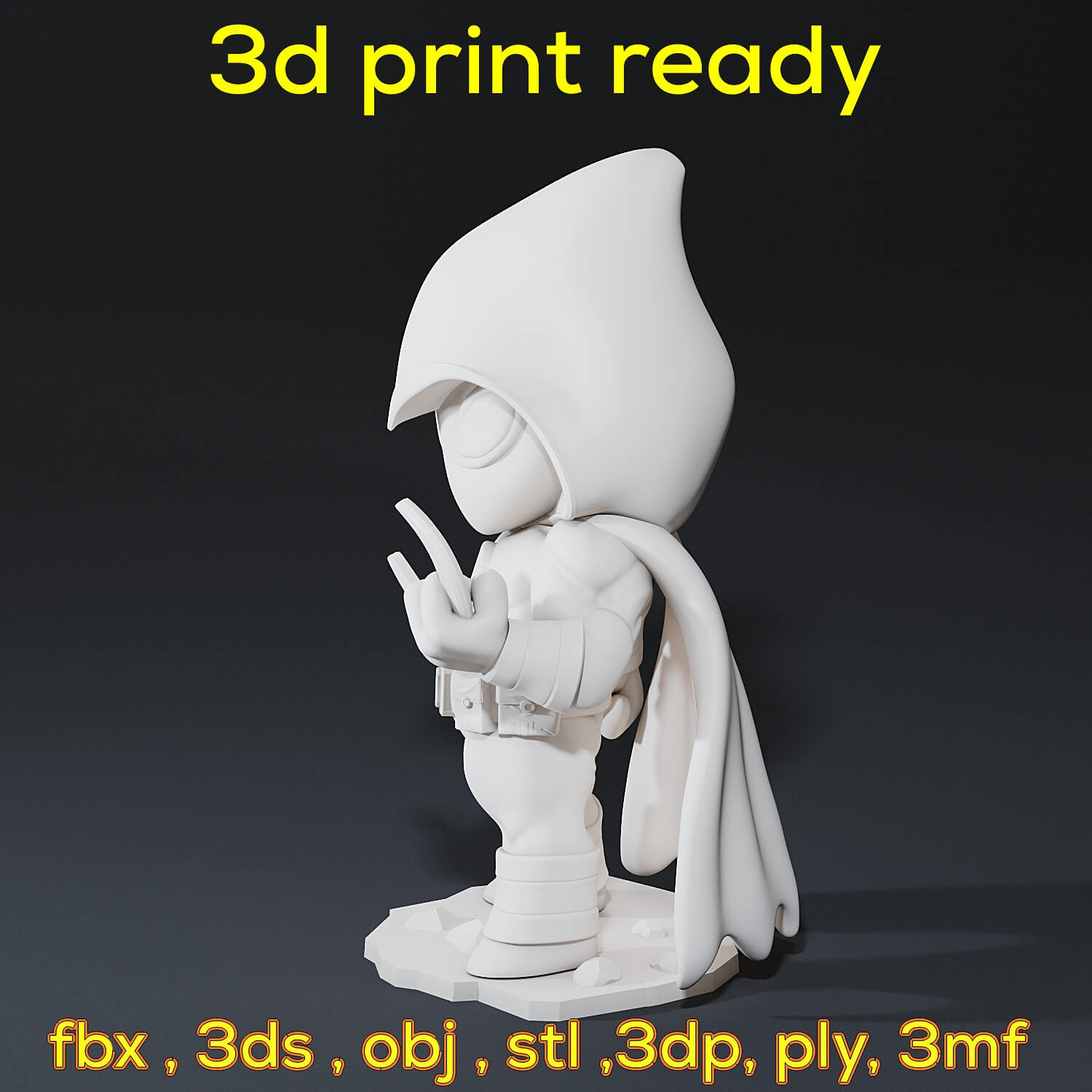 Moon Knight Chibi Action Figure - 3D Print Model by nivinpoly420