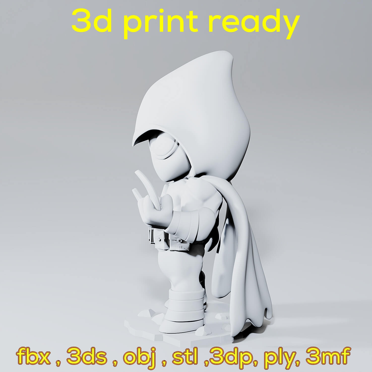 Moon Knight Chibi Action Figure - 3D Print Model by nivinpoly420