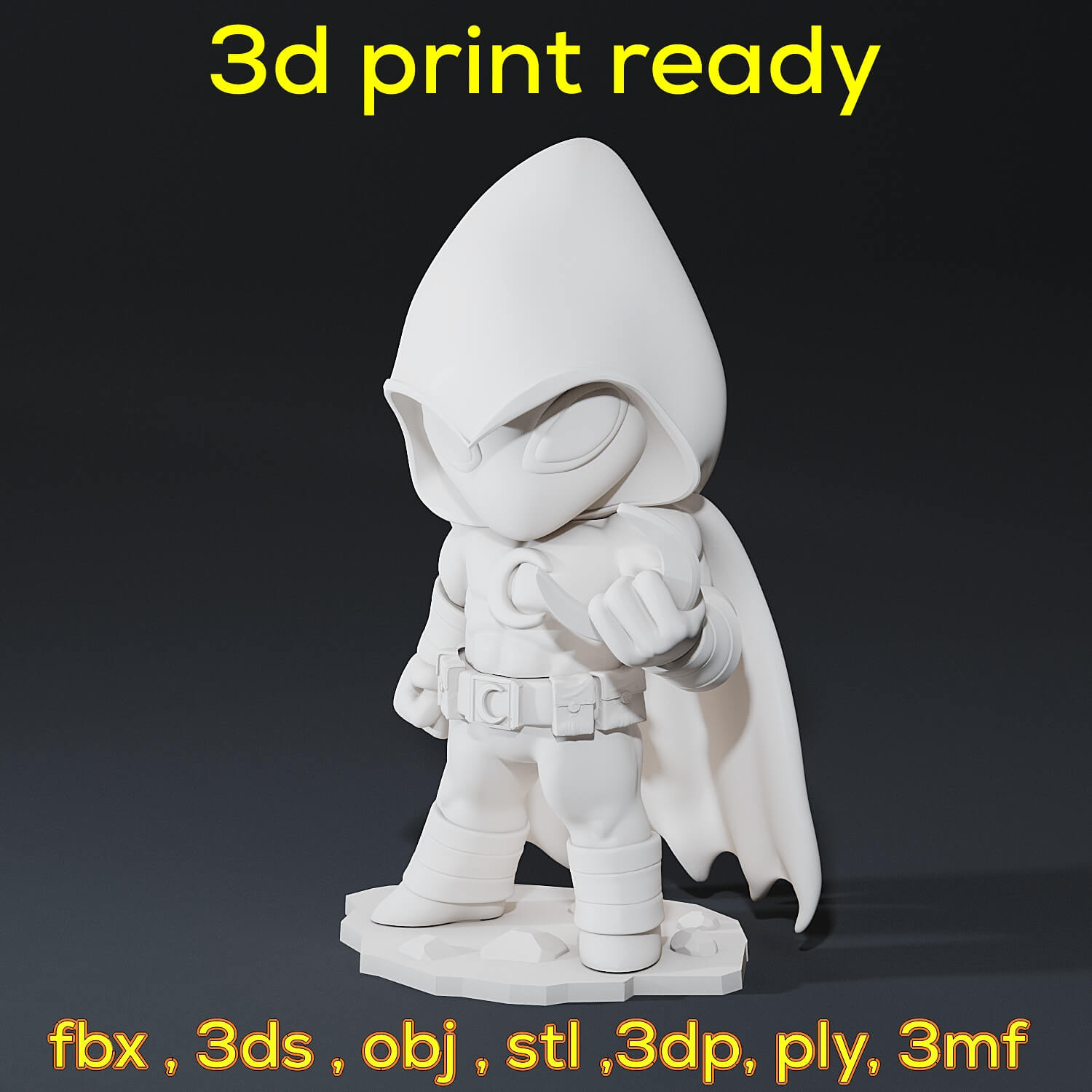 Moon Knight Chibi Action Figure - 3D Print Model by nivinpoly420