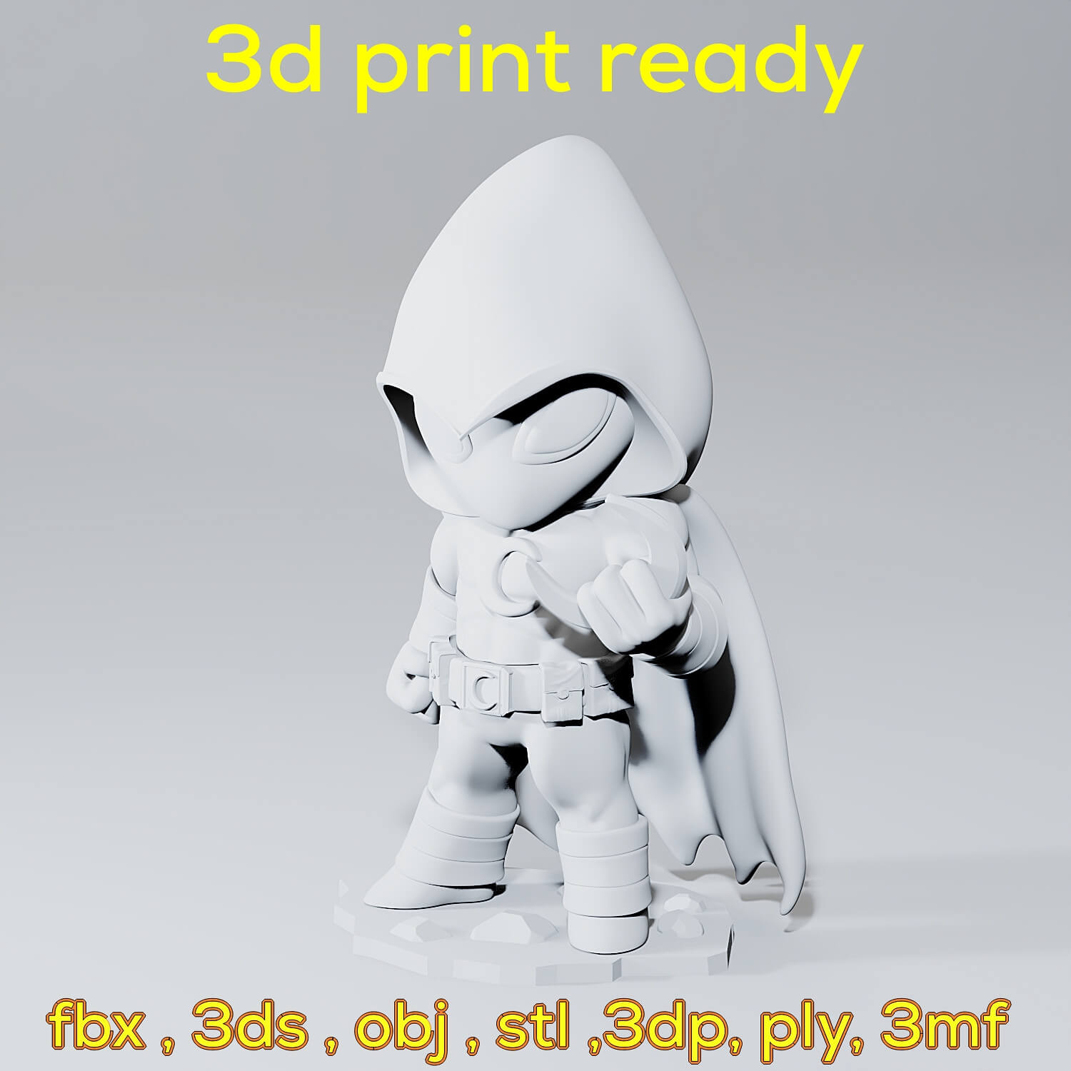 Moon Knight Chibi Action Figure - 3D Print Model by nivinpoly420