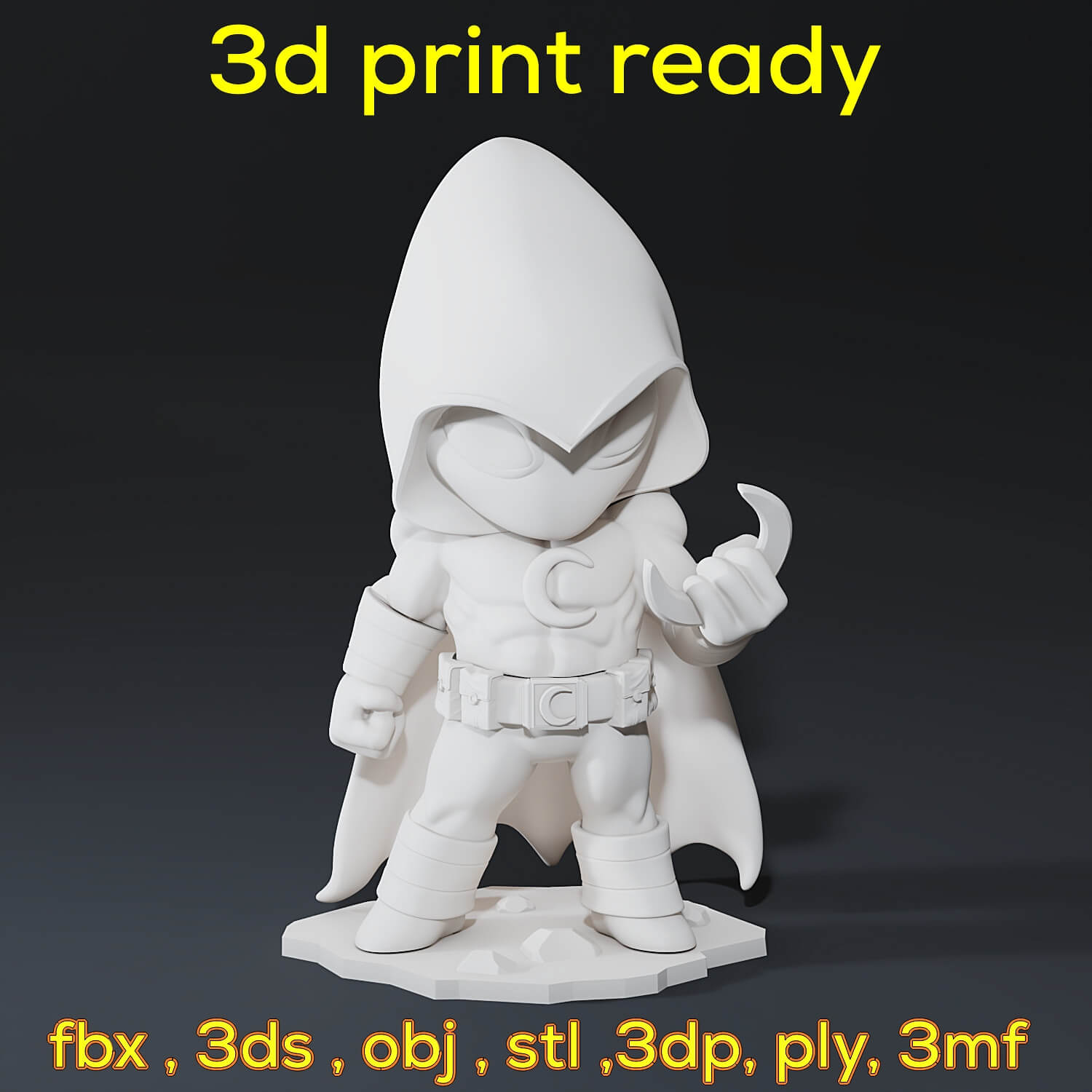 Moon Knight Chibi Action Figure - 3D Print Model by nivinpoly420