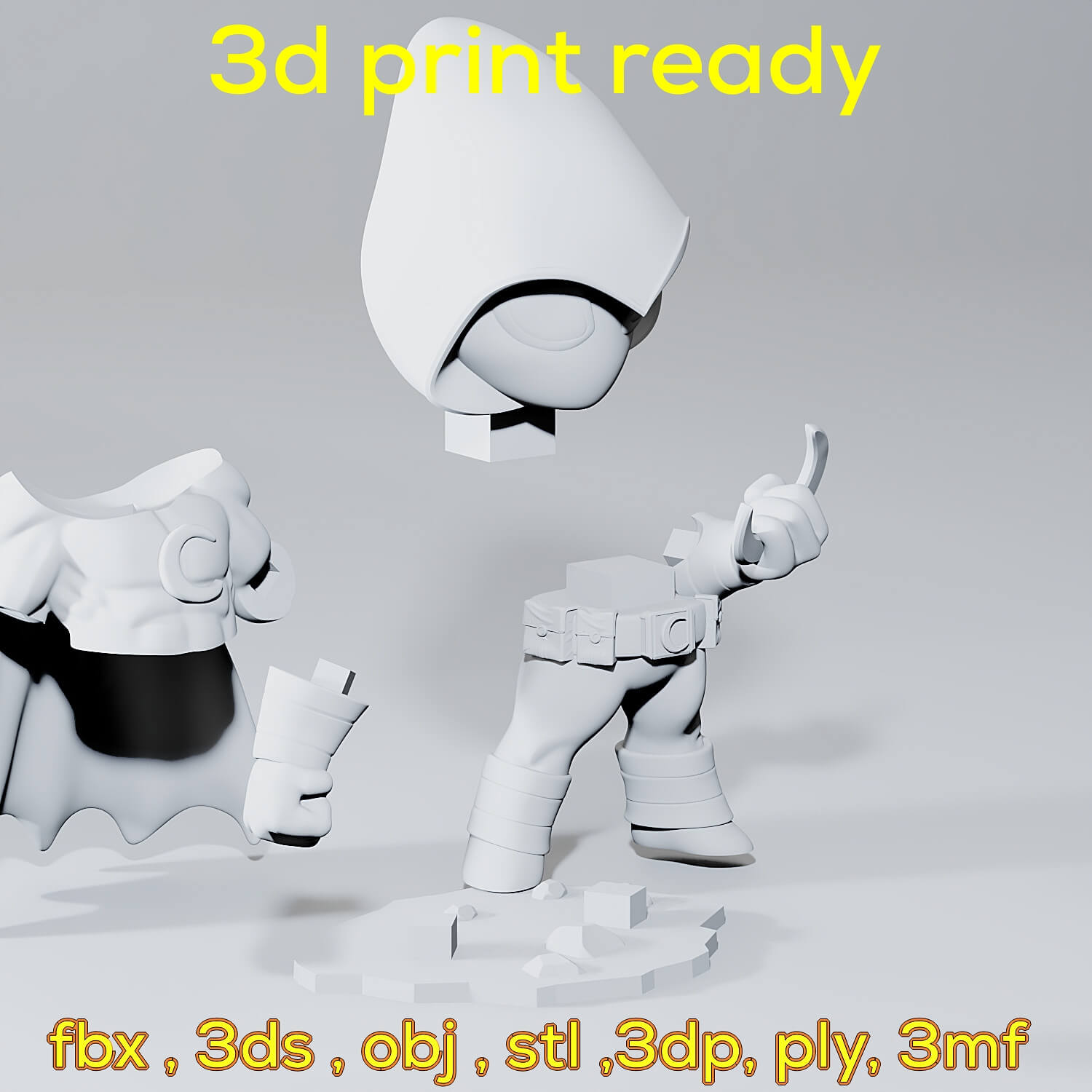 Moon Knight Chibi Action Figure - 3D Print Model by nivinpoly420