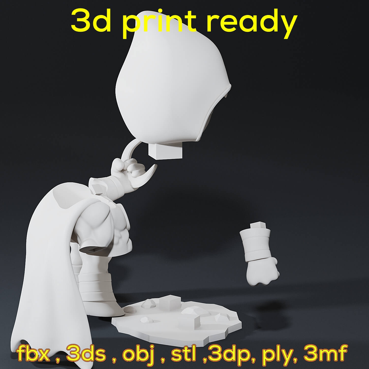 Moon Knight Chibi Action Figure - 3D Print Model by nivinpoly420