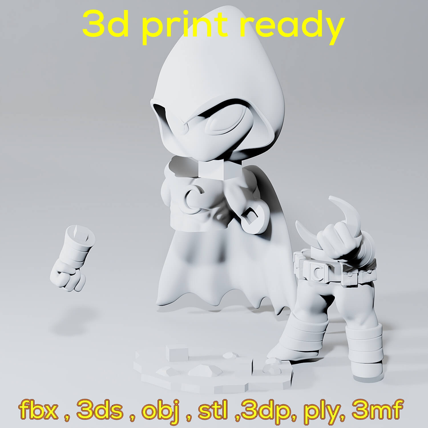 Moon Knight Chibi Action Figure - 3D Print Model by nivinpoly420