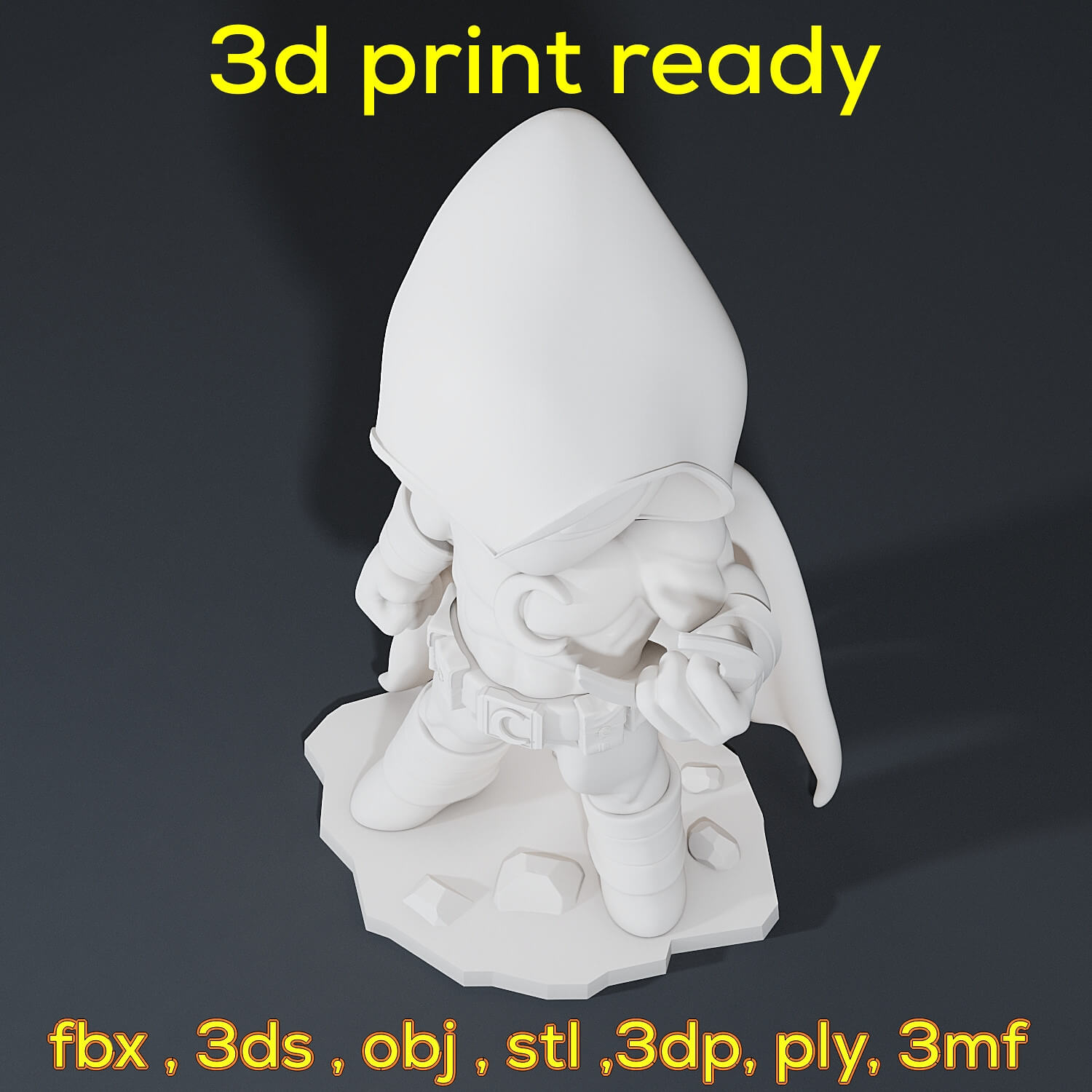 Moon Knight Chibi Action Figure - 3D Print Model by nivinpoly420
