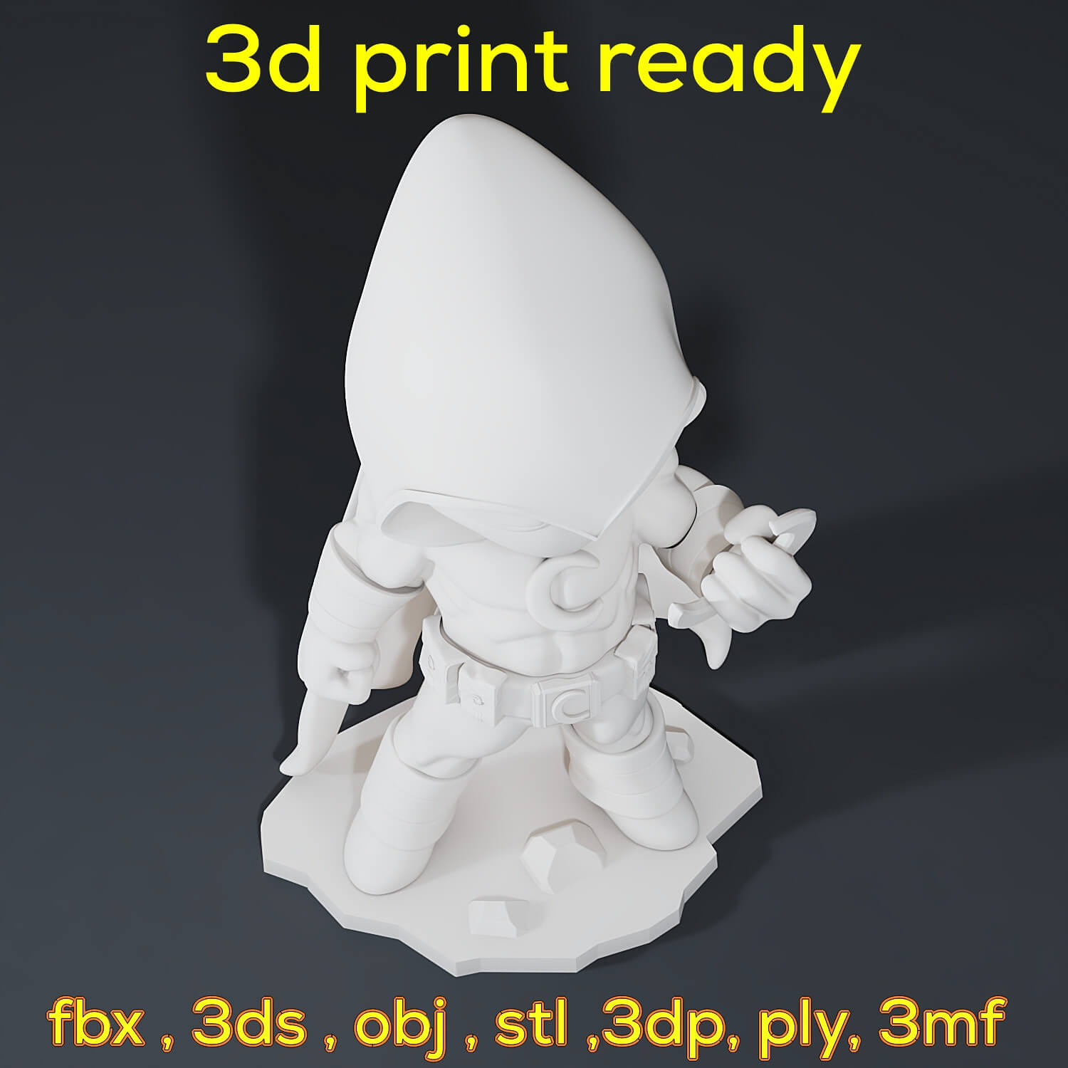 Moon Knight Chibi Action Figure - 3D Print Model by nivinpoly420