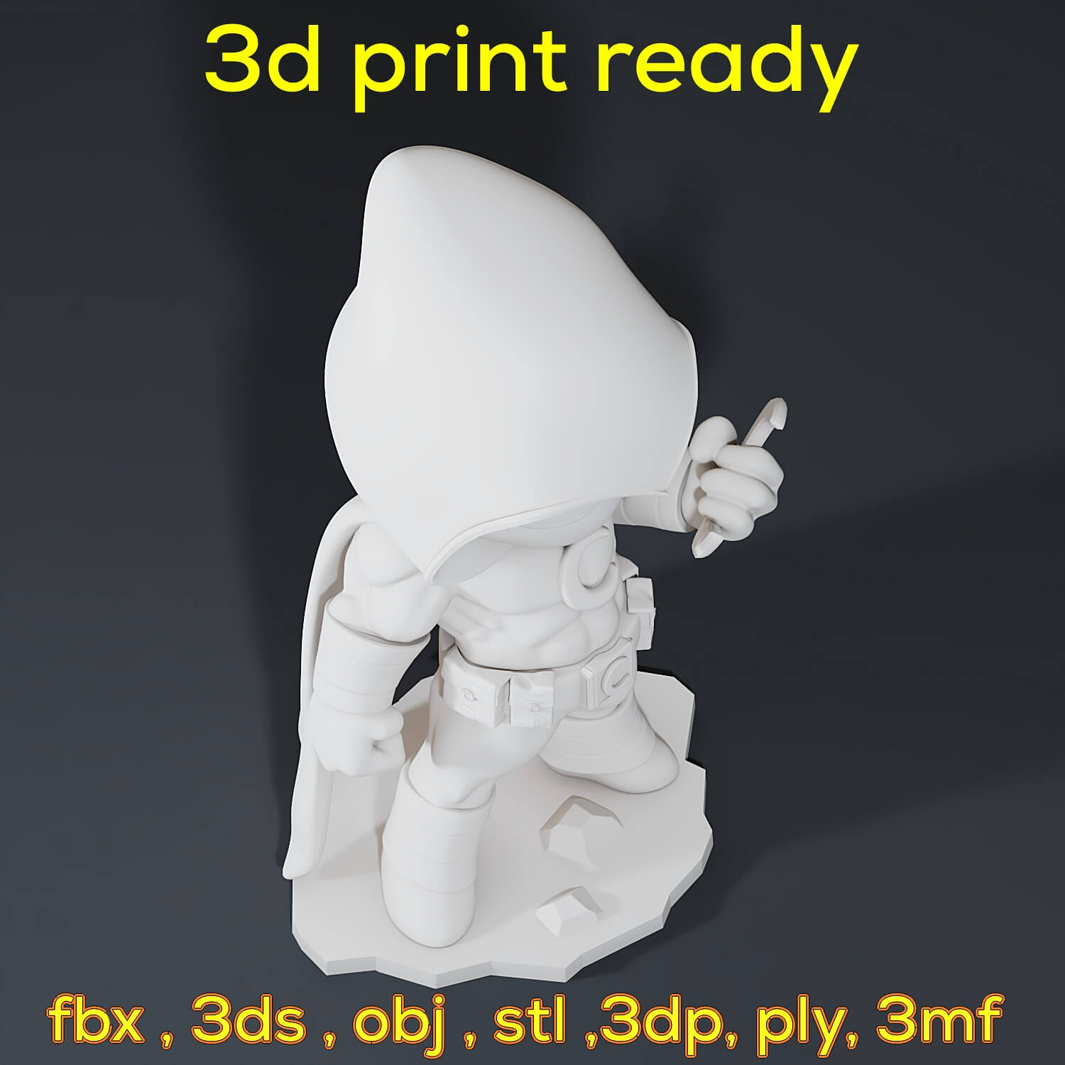 Moon Knight Chibi Action Figure - 3D Print Model by nivinpoly420