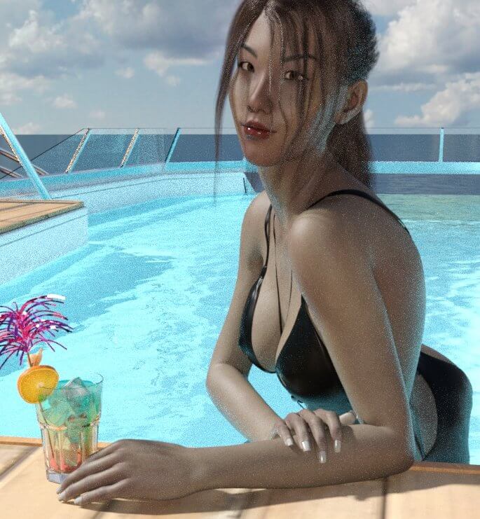 Angela - Poolside Cocktail 6 3D Render, Digital Art by nocprince