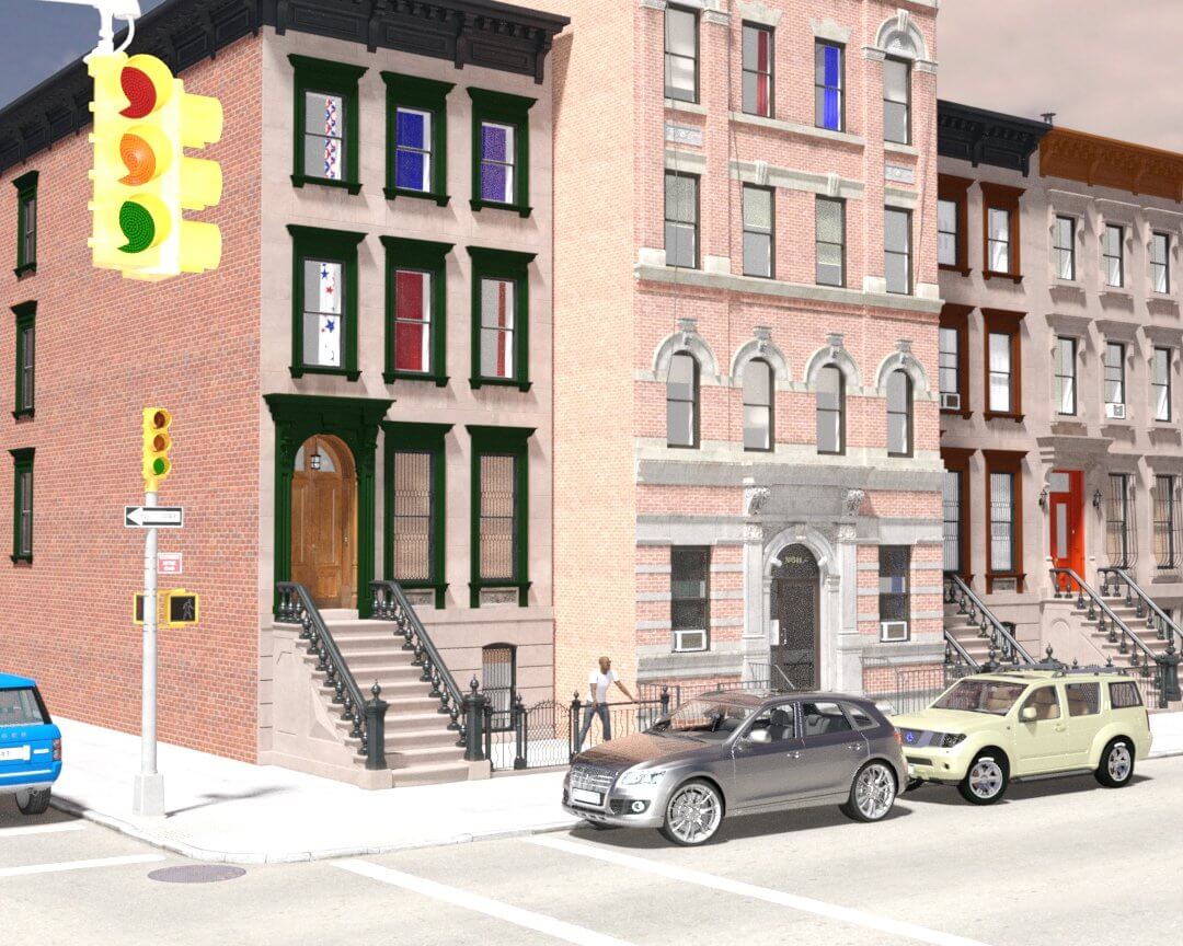 NYC Sunny Street Corner 3D Render, Digital Art by nocprince