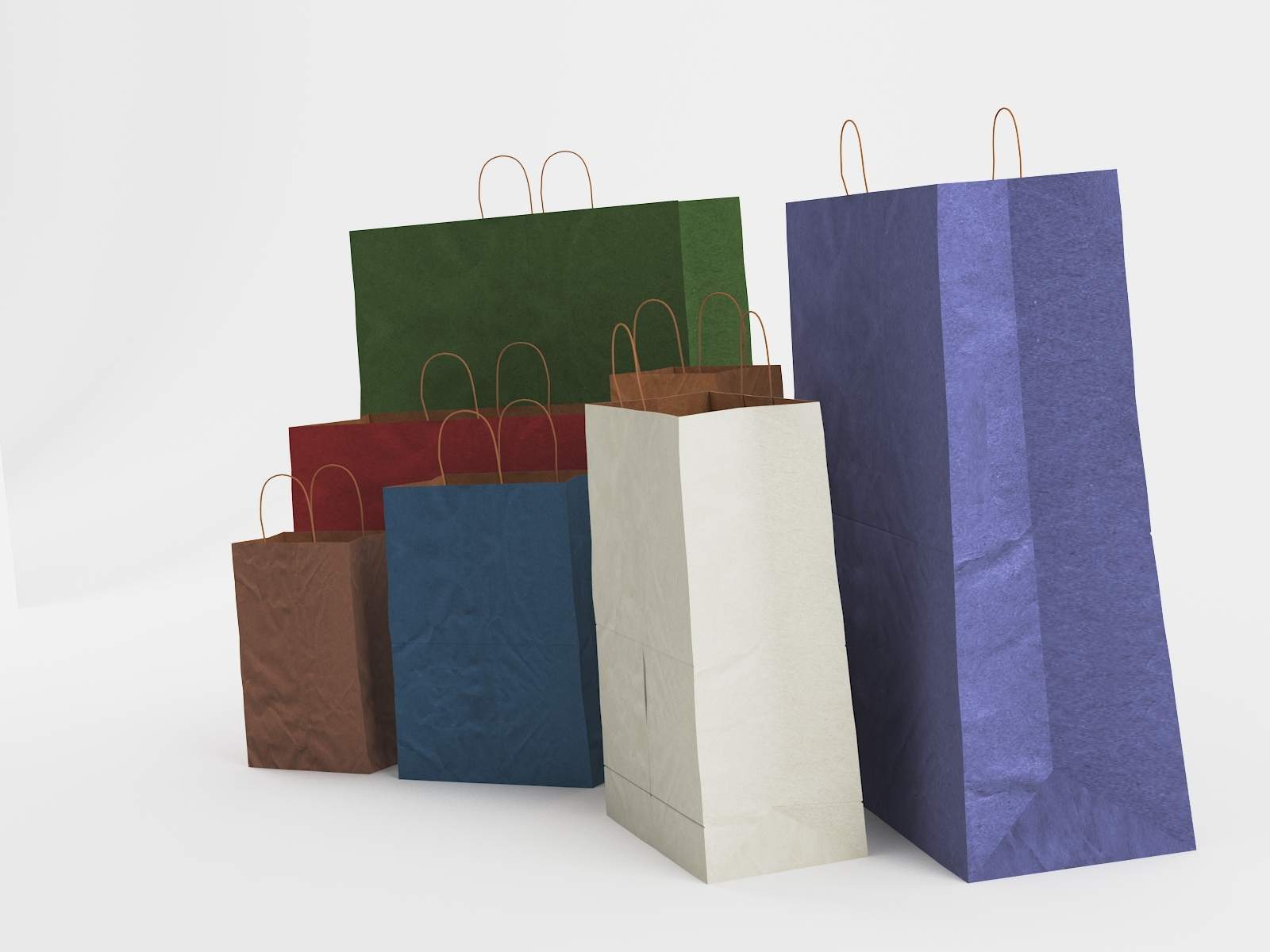 Recycled Paper Bags Pack - 3D Model by Noker