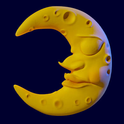 Stylized Cartoon Sculped High Poly Moon 3D Model by NomanKhalid
