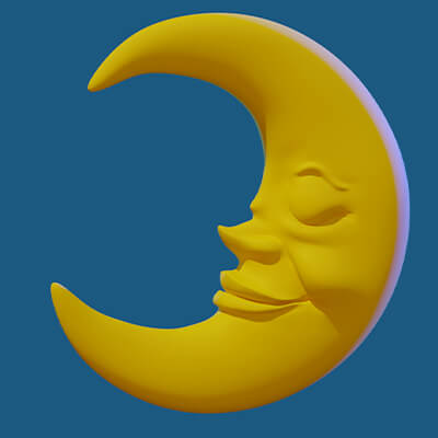 Stylized Cartoon Sculped High Poly Moon - 3D Model by NomanKhalid