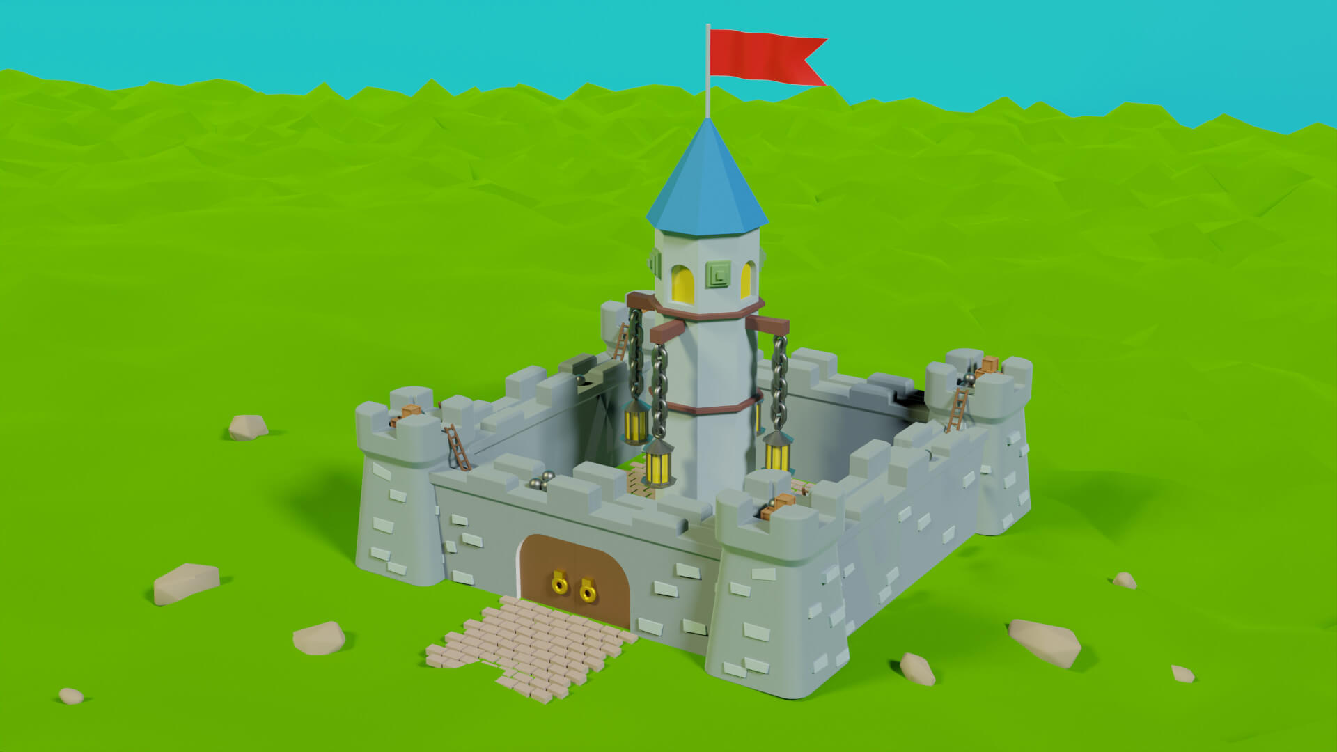 Stylized Castle - 3D Model by NomanKhalid