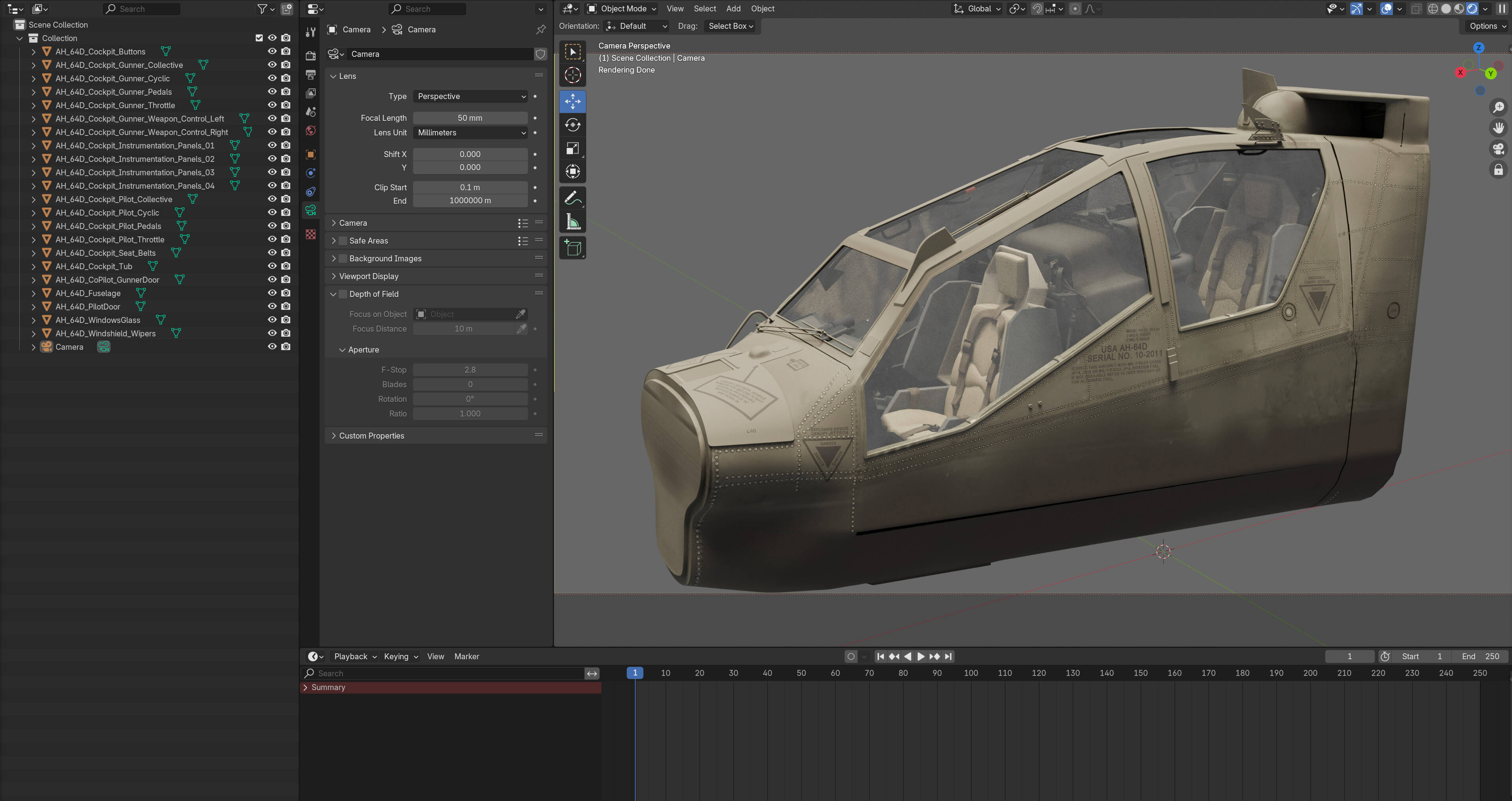 AH-64D Apache Longbow Helicopter Cockpit 3D Model by NoneCG