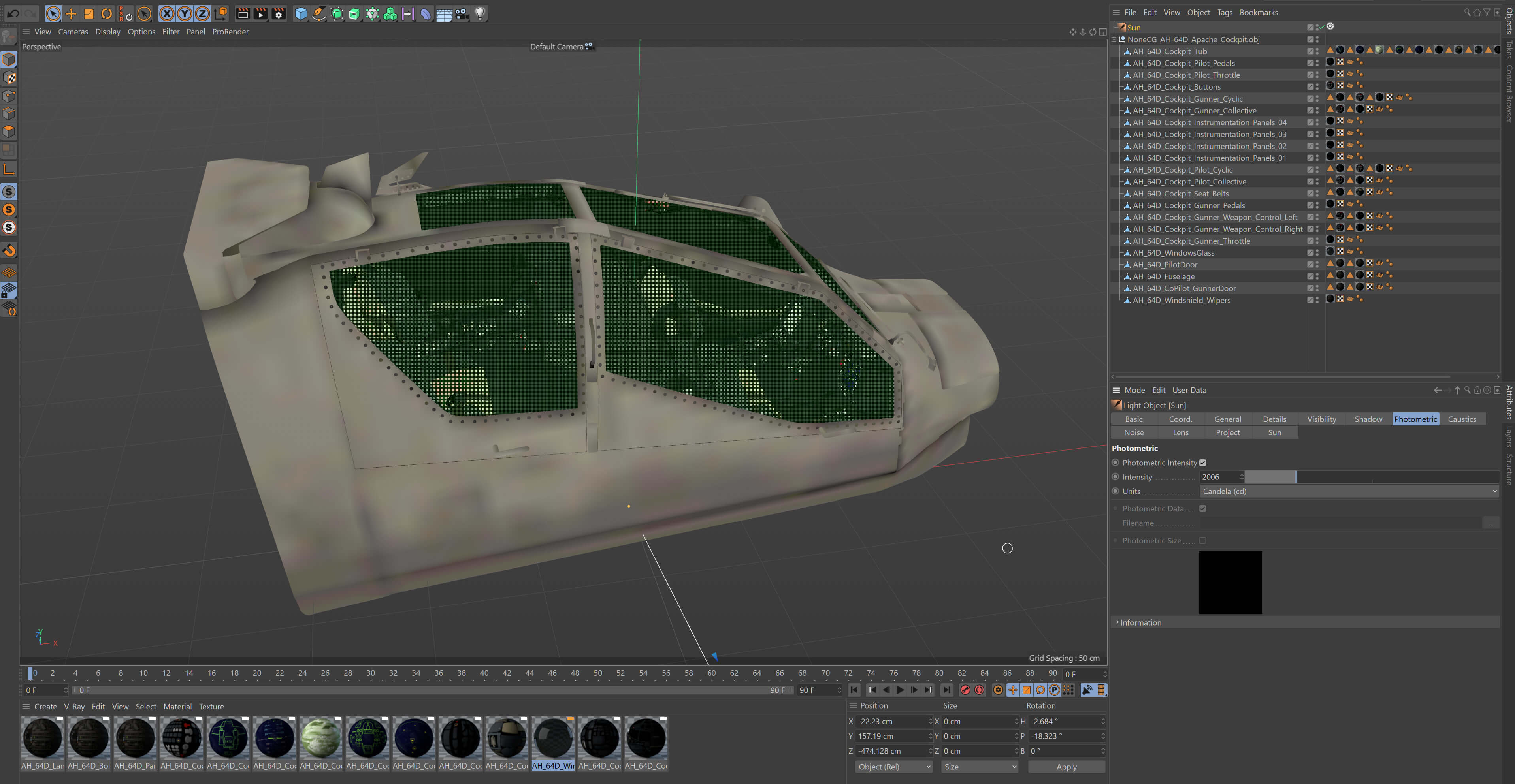 AH-64D Apache Longbow Helicopter Cockpit 3D Model by NoneCG