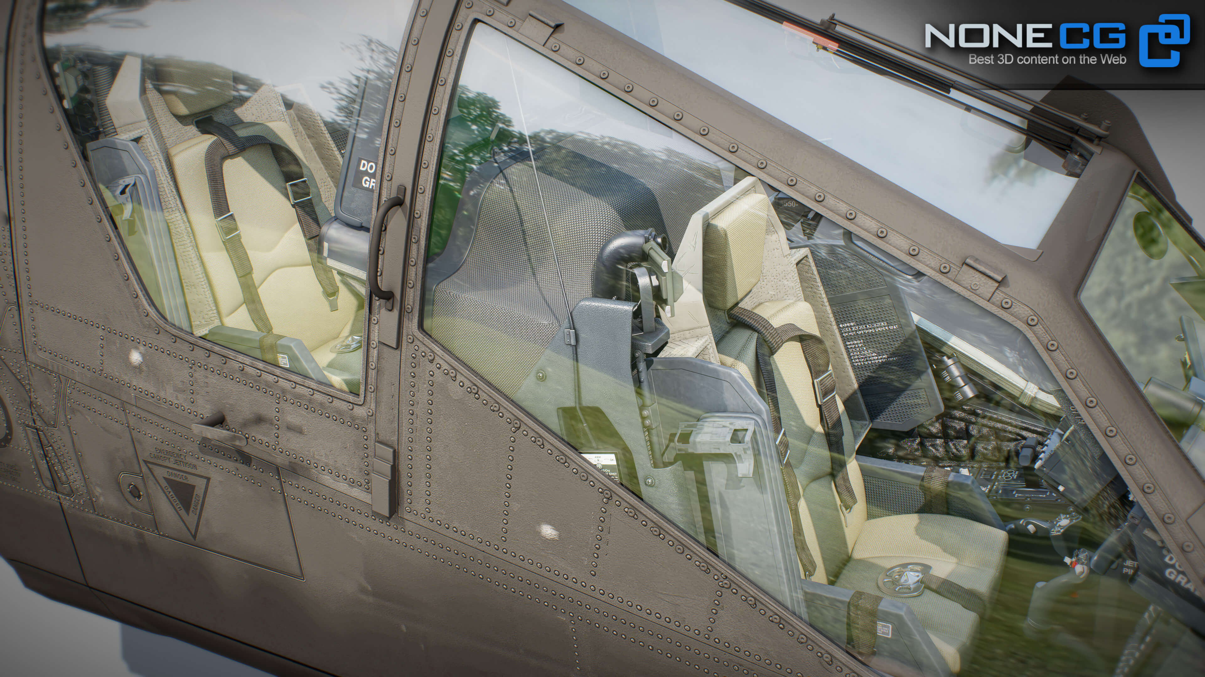 AH-64D Apache Longbow Helicopter Cockpit 3D Model by NoneCG