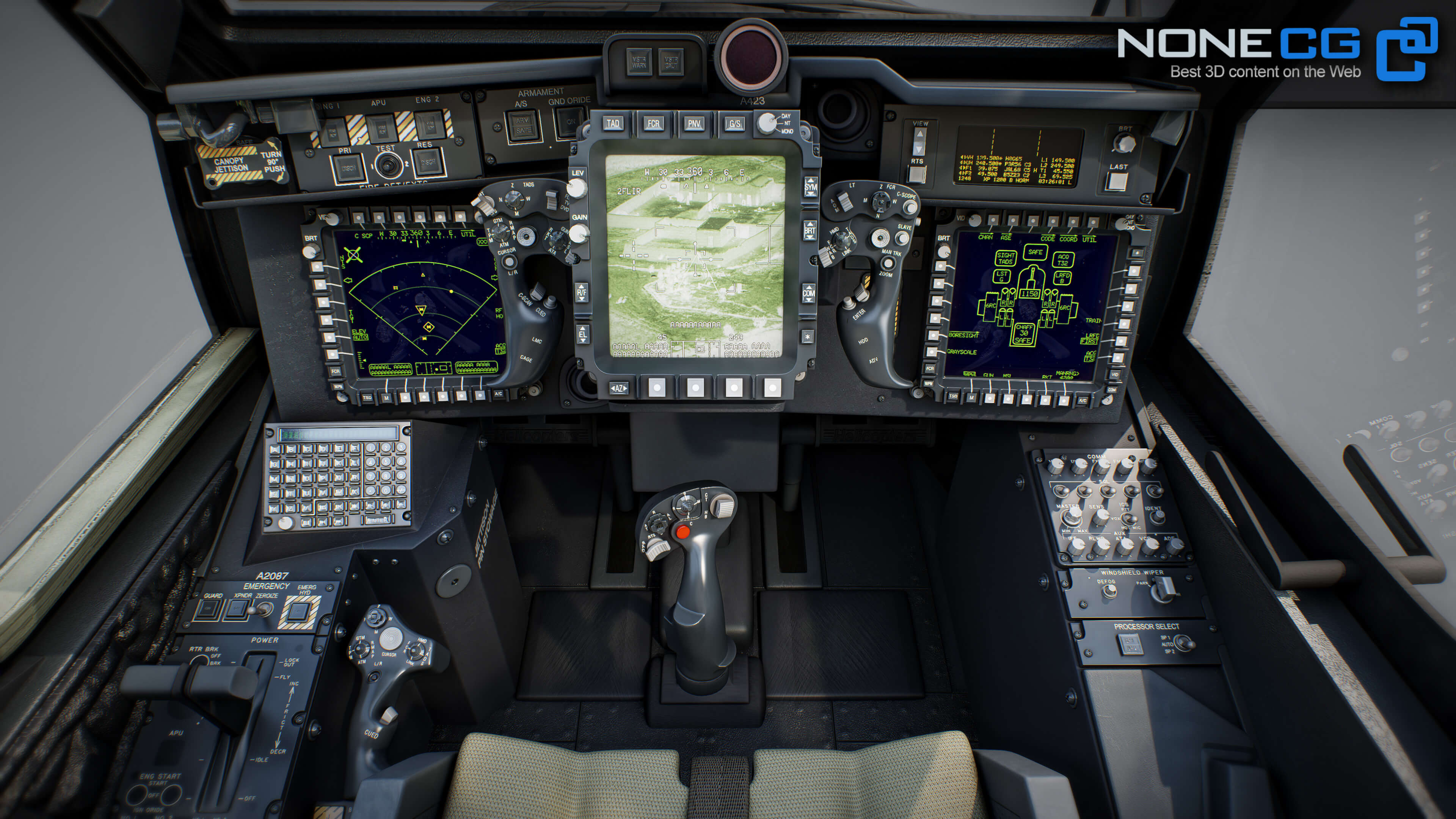 AH-64D Apache Longbow Helicopter Cockpit 3D Model by NoneCG
