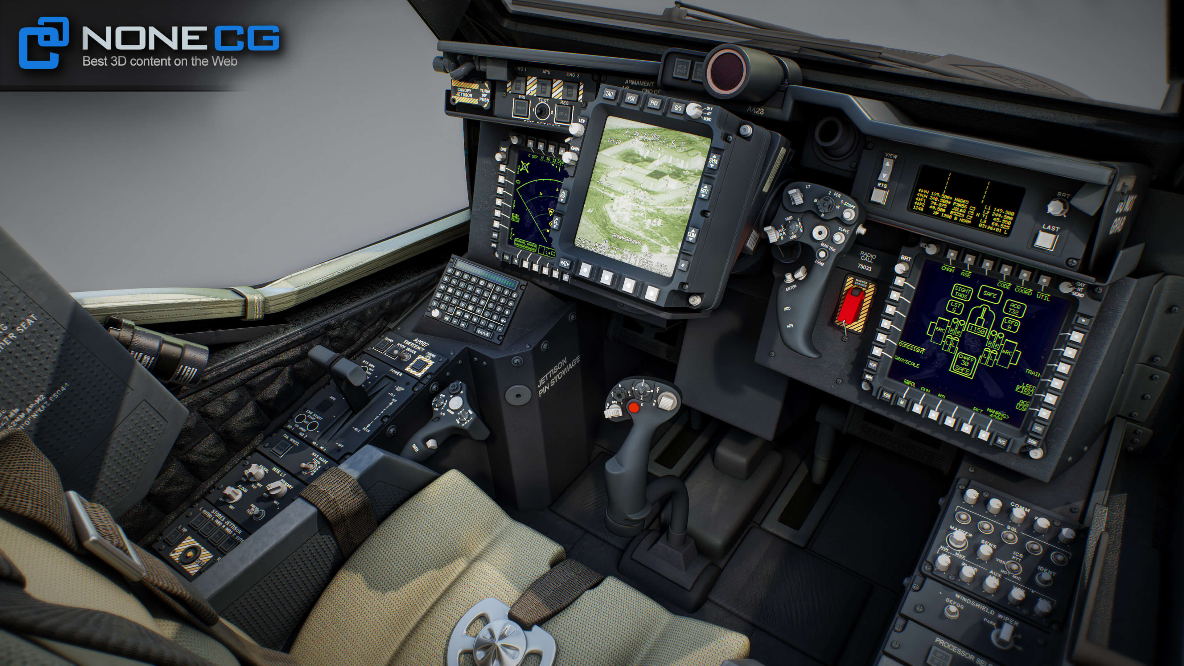 AH-64D Apache Longbow Helicopter Cockpit 3D Model by NoneCG