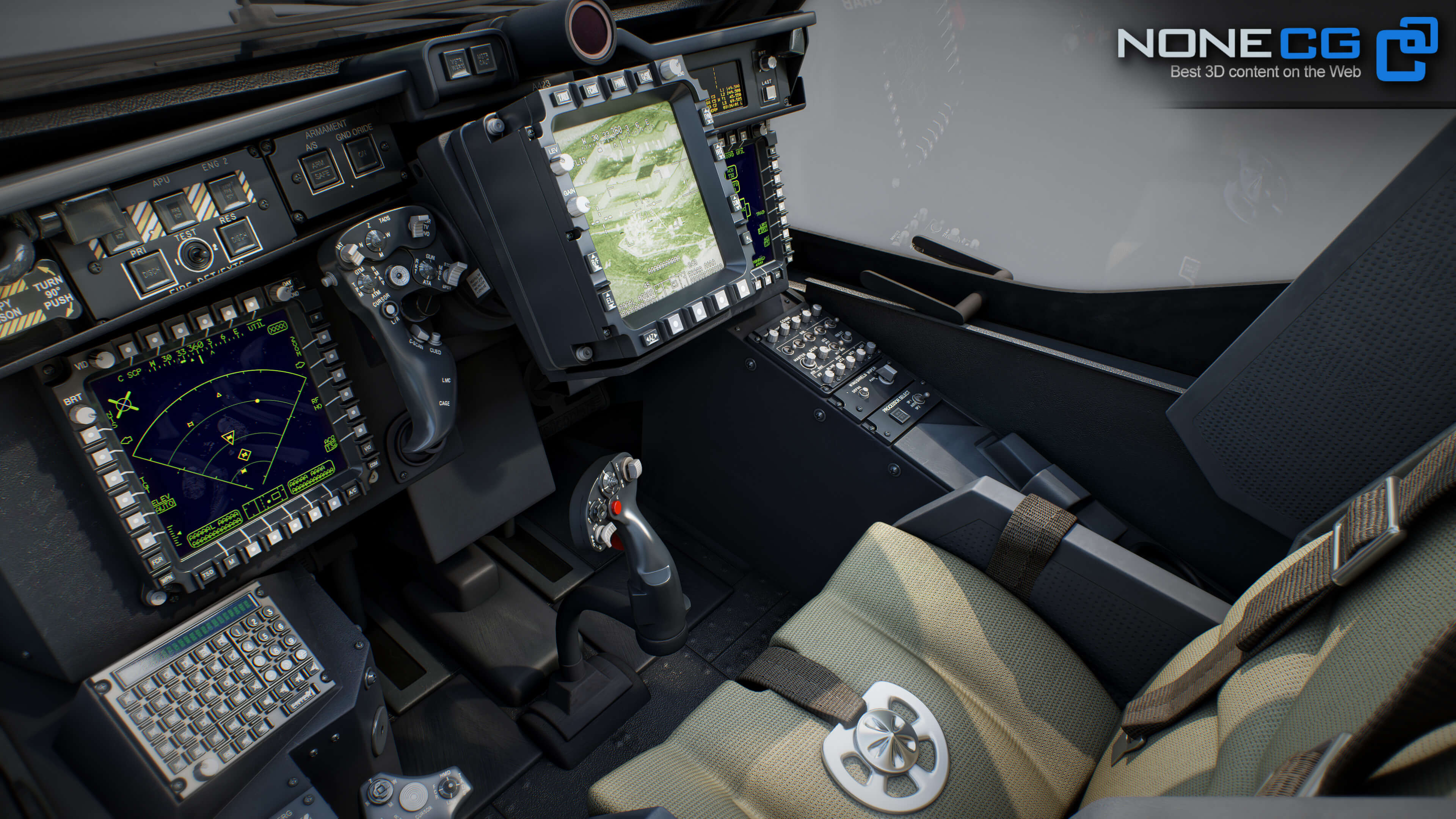 AH-64D Apache Longbow Helicopter Cockpit 3D Model by NoneCG