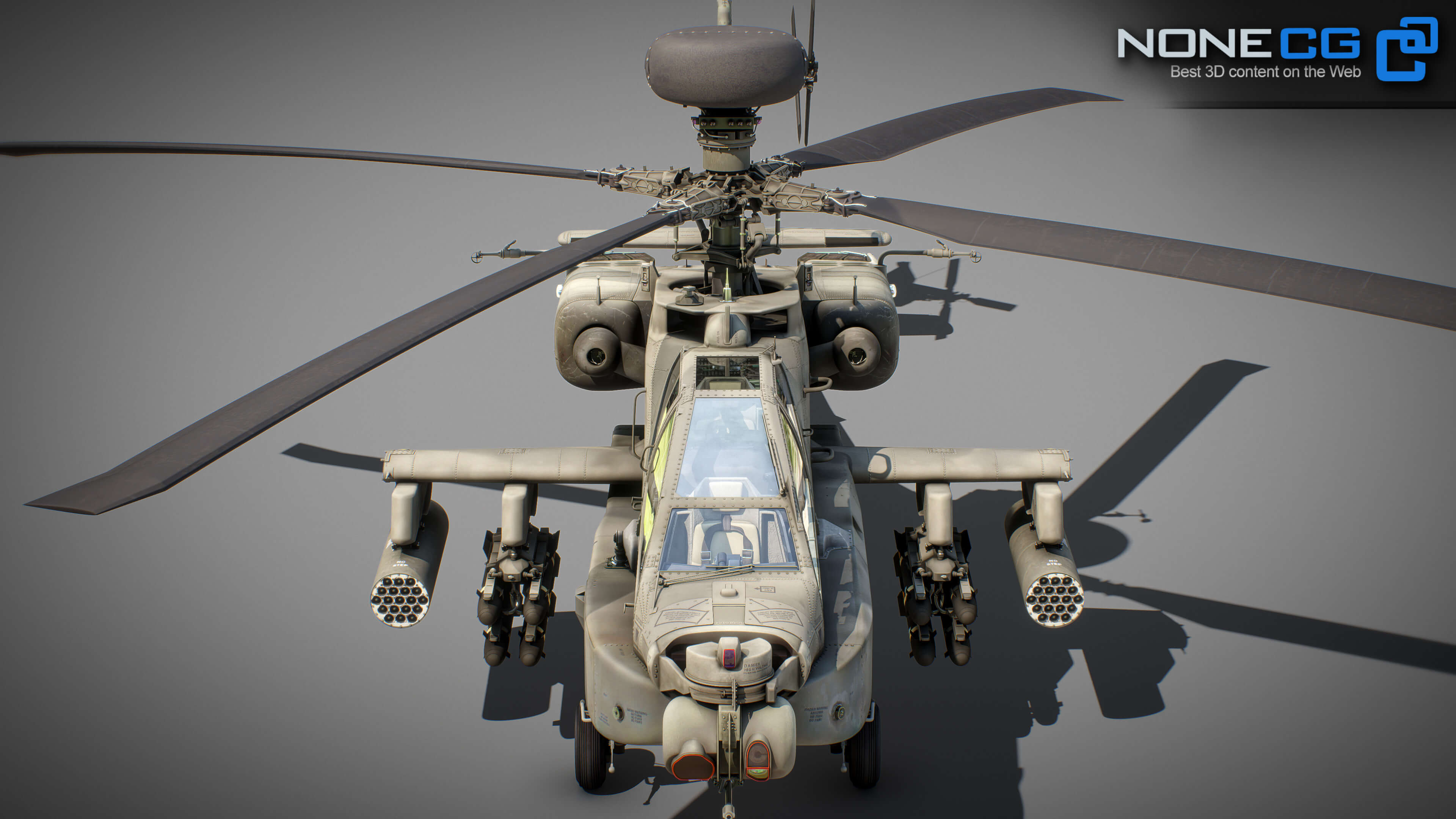 AH-64D Apache Longbow Helicopter With Cockpit 3D Model by NoneCG