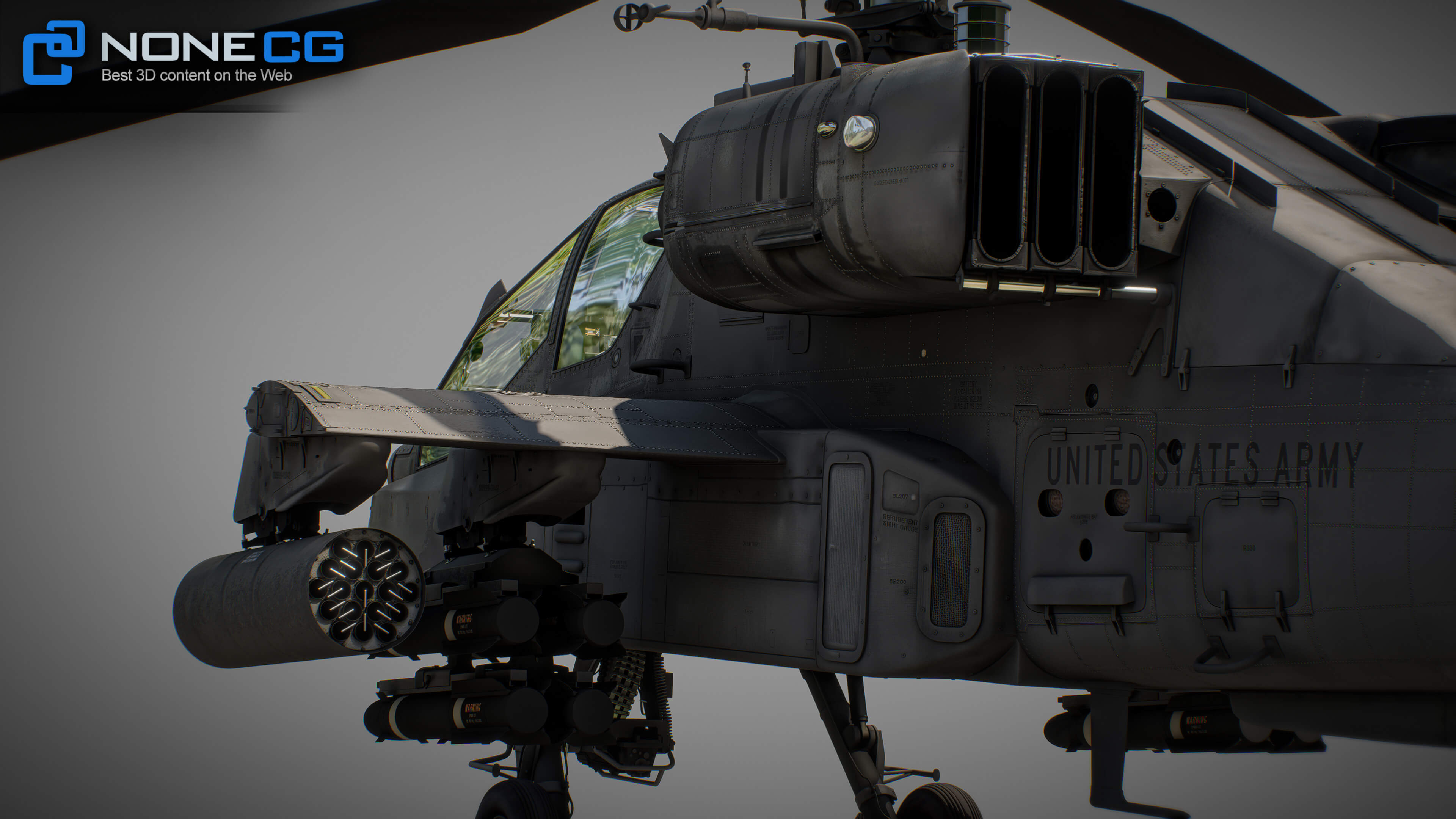 AH-64D Apache Longbow Helicopter With Cockpit 3D Model by NoneCG