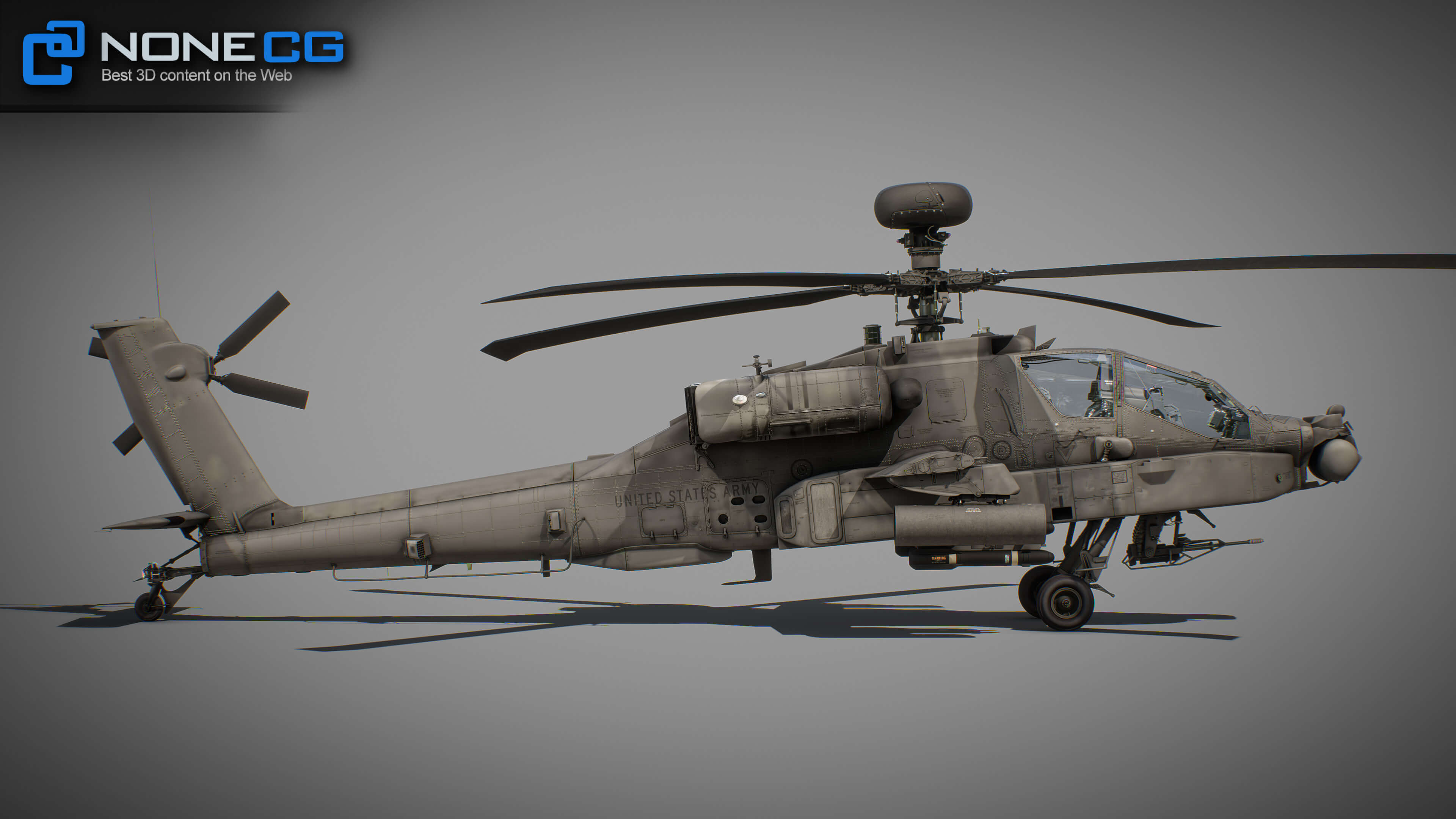 AH-64D Apache Longbow Helicopter With Cockpit 3D Model by NoneCG